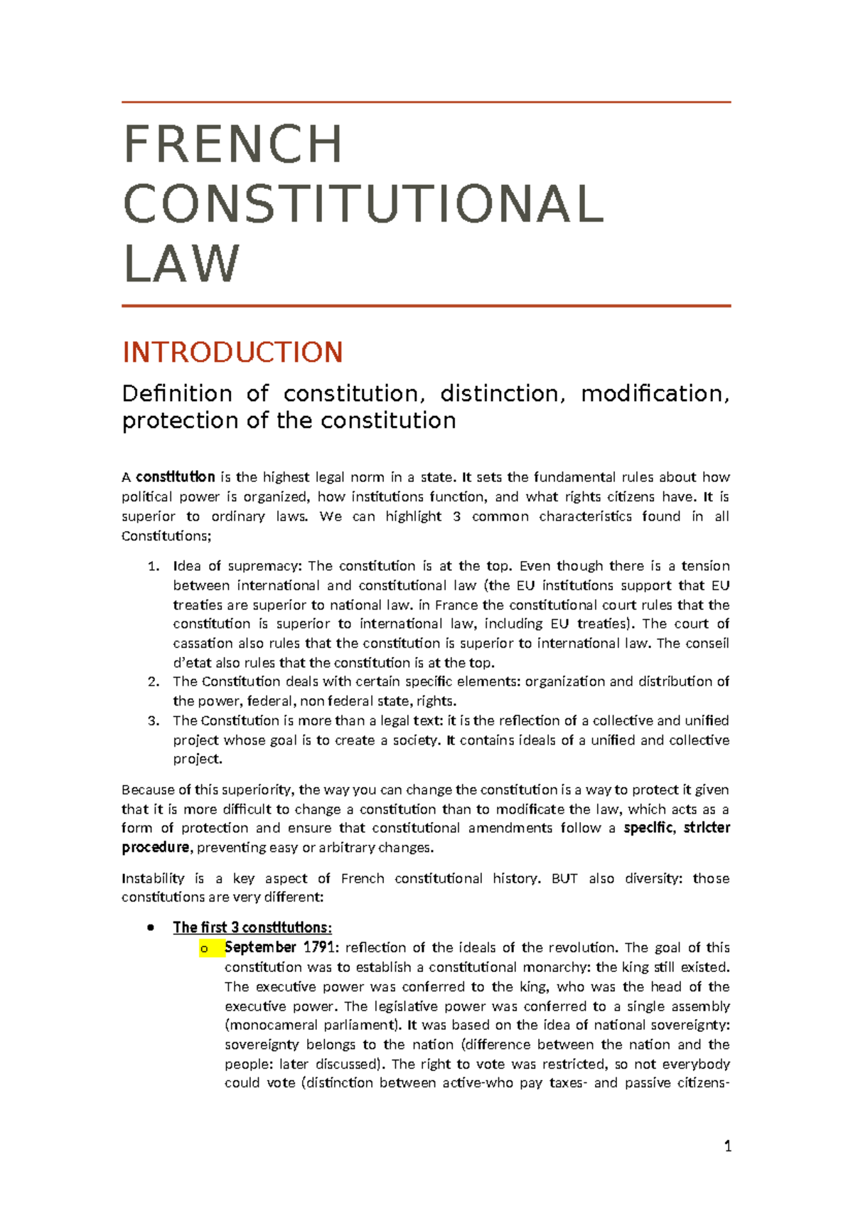 FRENCH CONSTITUTIONAL LAW (FCL) INTRODUCTION: Key Concepts & Historical ...