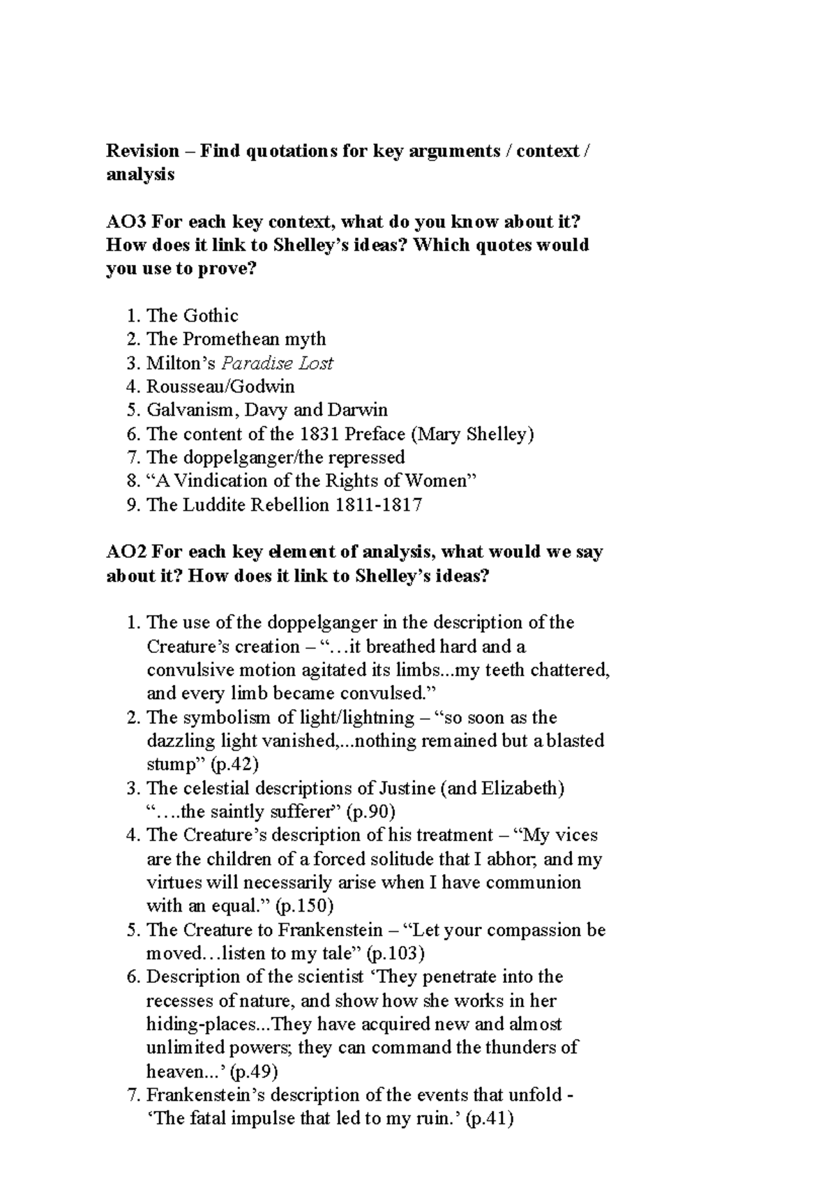 Revision Notes: Key Quotations & Context Analysis for AO3 & AO2 - Studocu