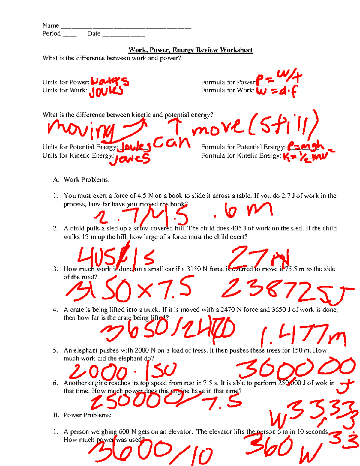 Kami Export - Kennedy Seek - Work Power Energy Review Worksheet - Name ...