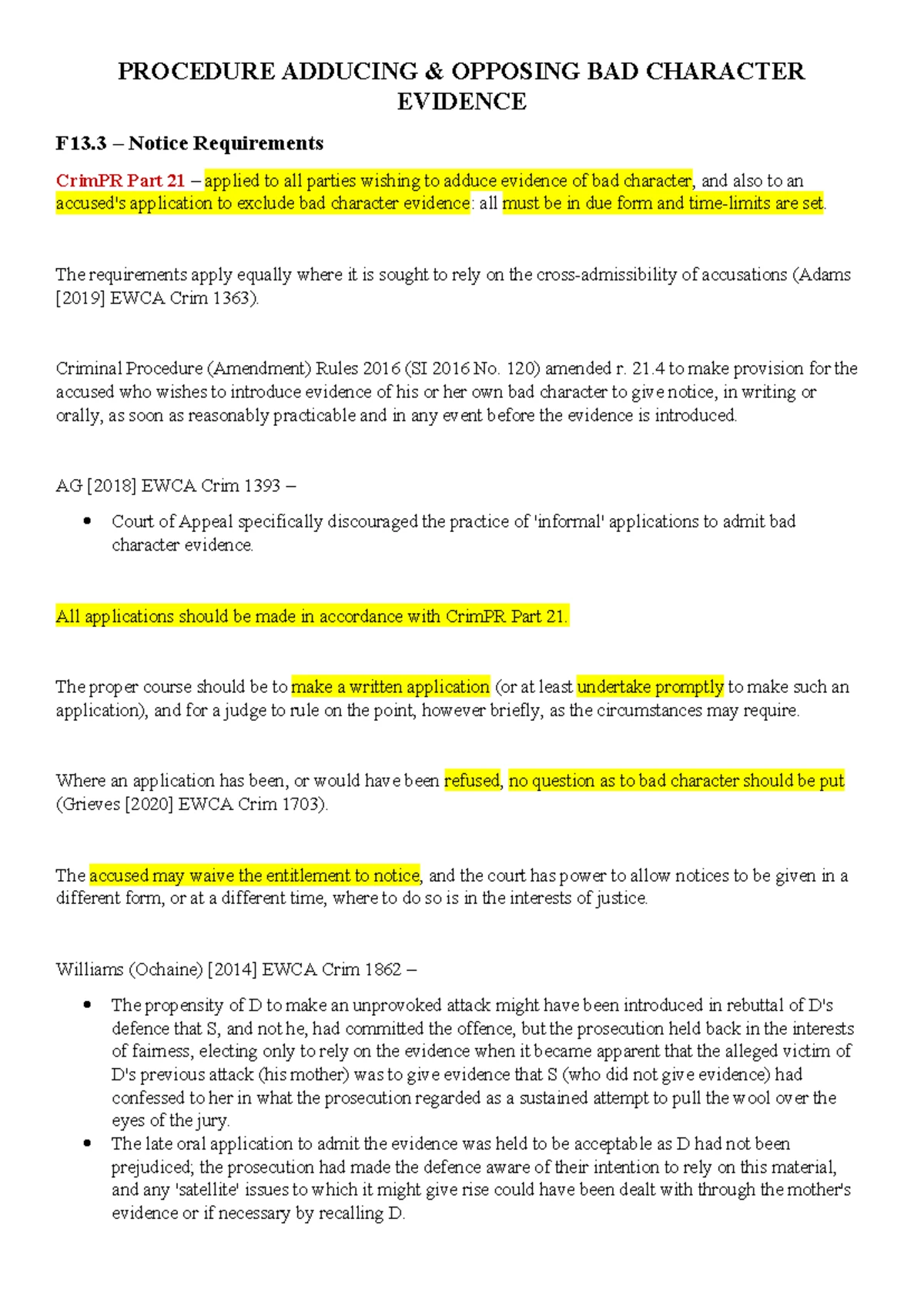 S.100 CJA 2003: Guidelines on Non-Defendant’s Bad Character Evidence ...