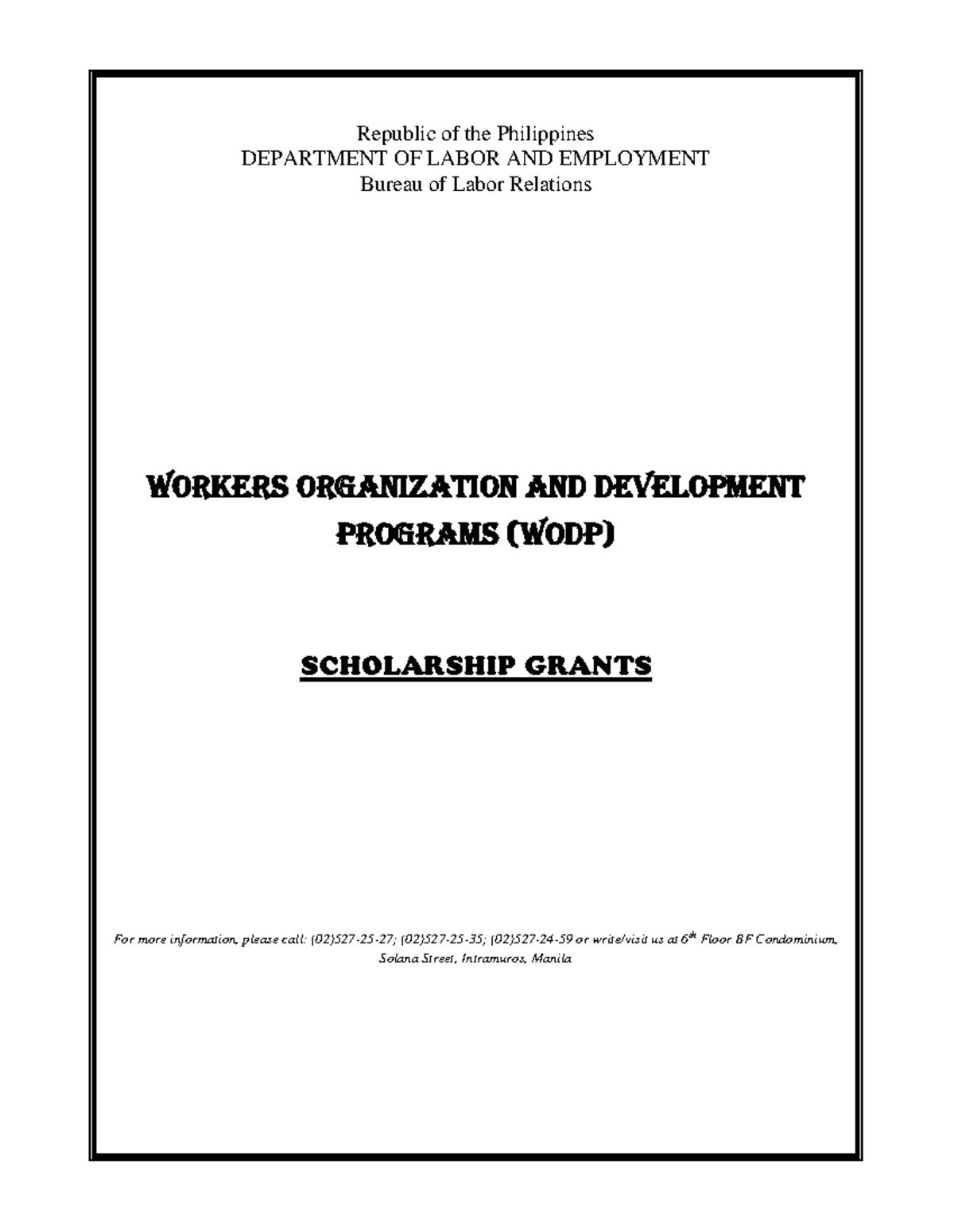 WODP Scholarship Grants Application Checklist and Requirements - Studocu