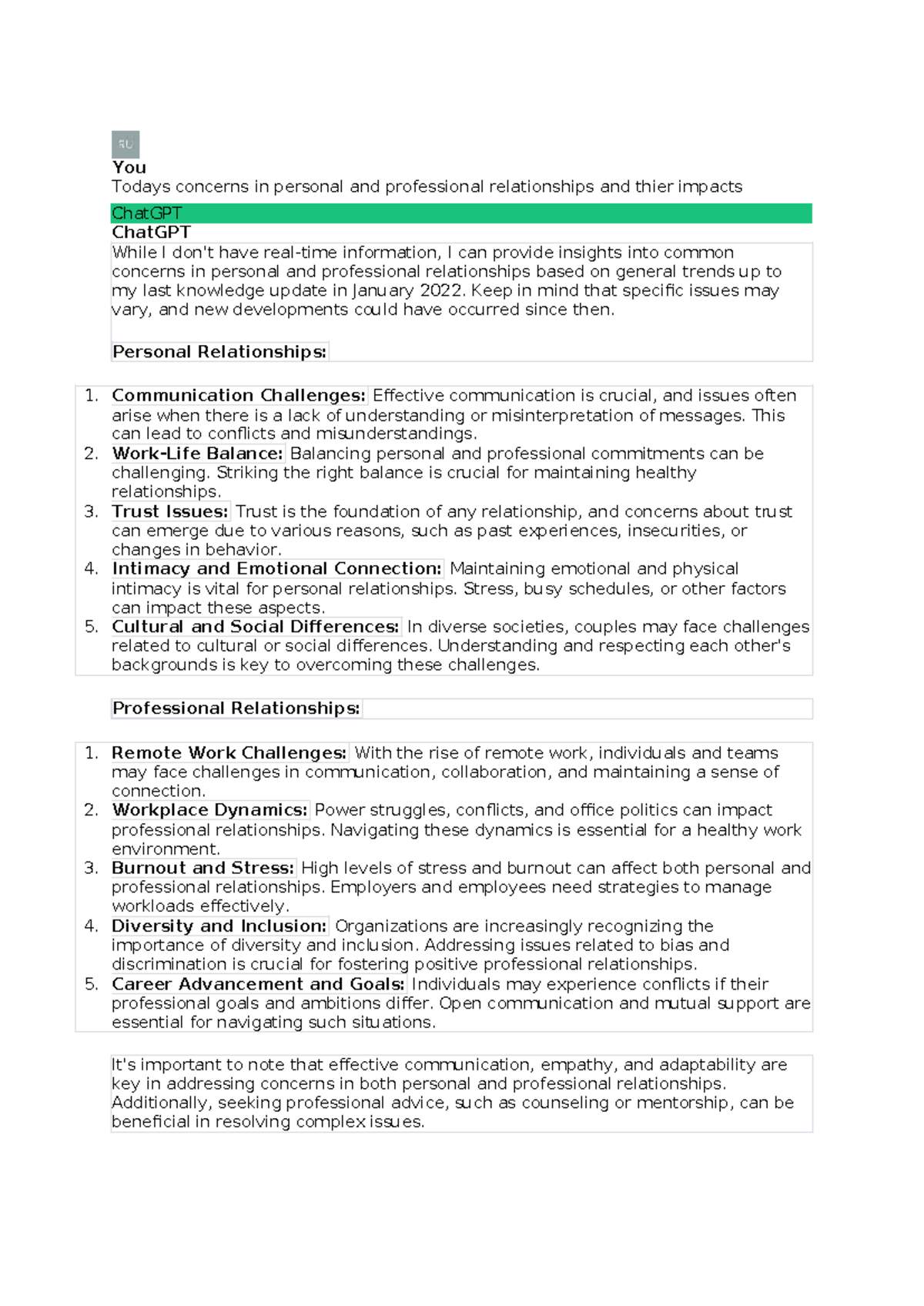 Personal & Professional Relationships: Key Concerns & Strategies - Studocu