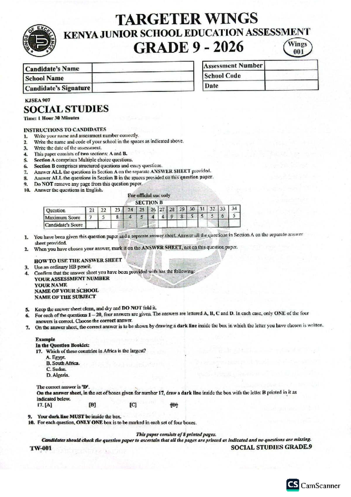 Social Studies Grade 9 Term 1 Assessment 2026 - Studocu
