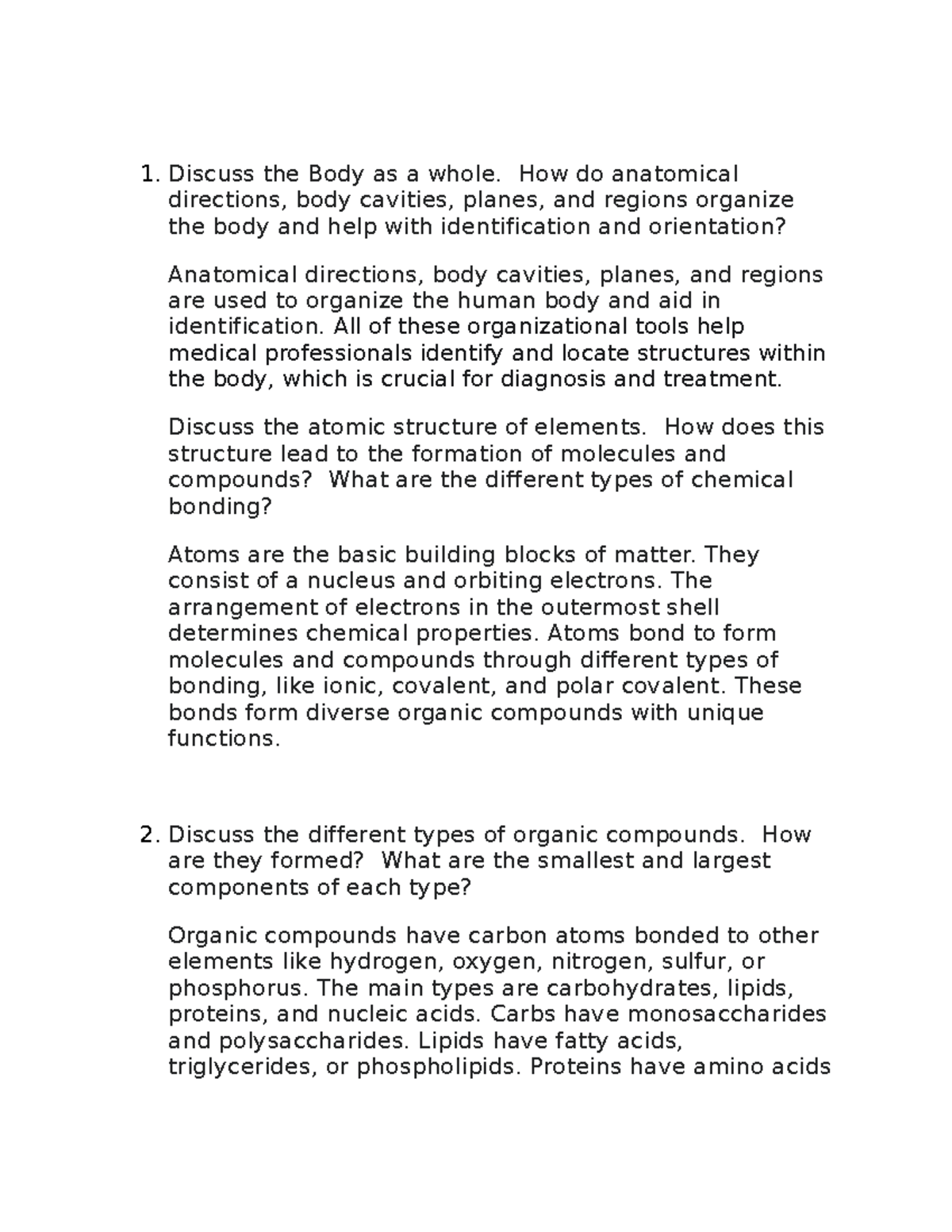 Biology 101: Assignment 1 - Body Organization & Cell Structure - Studocu