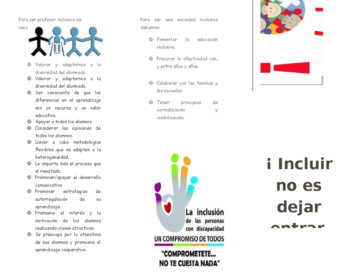 268643185-triptico-inclusion - Para ser profesor inclusivo es necesario ...