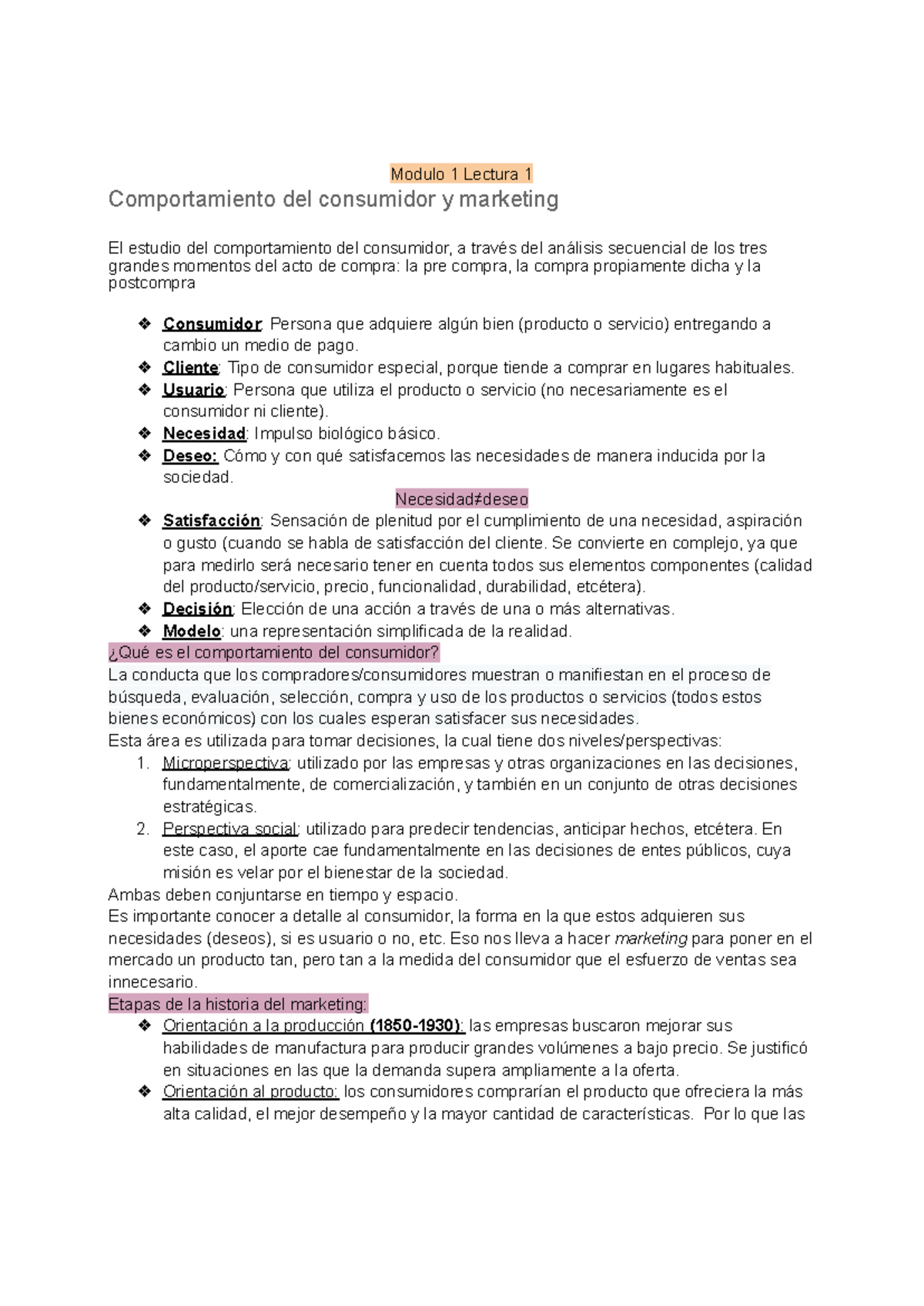 Parcial 1: Comportamiento del Consumidor y Marketing - Studocu