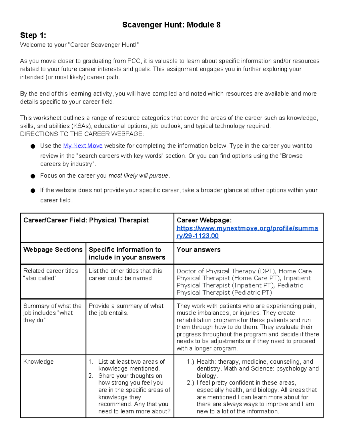 Career Scavenger Hunt Module 08 - Scavenger Hunt: Module 8 Step 1 ...