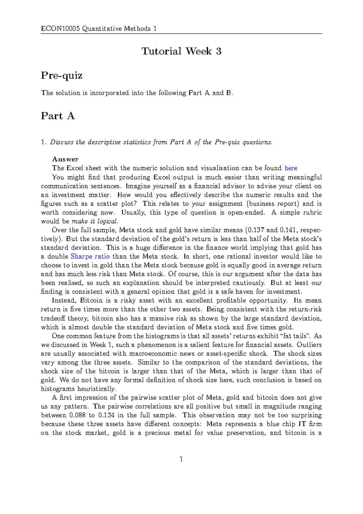 Tutorial 3: Descriptive Stats & Probability Analysis - Studocu