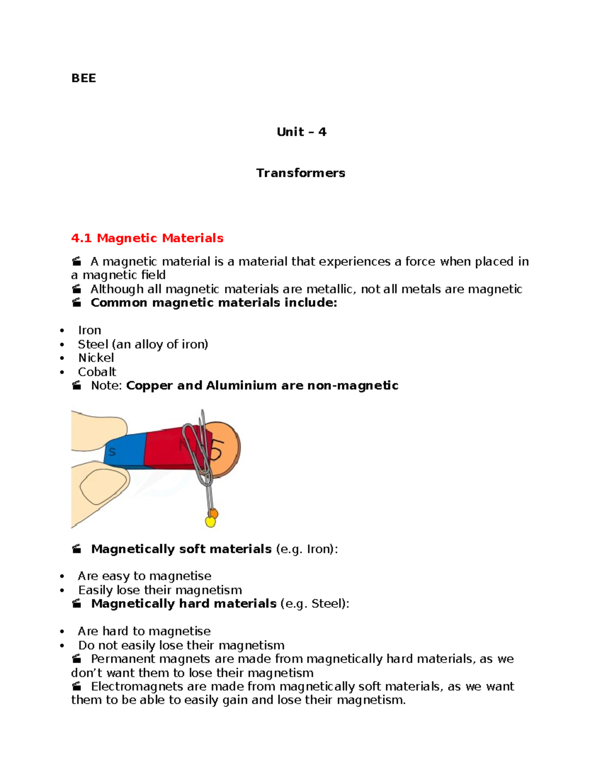 BEE 4: Magnetic Materials and Transformer Characteristics Overview ...