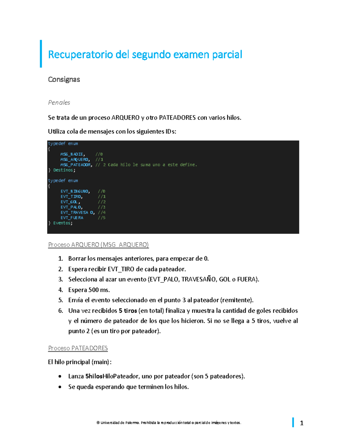 Recuperatorio Segundo Examen Parcial - Consignas Penales ARQUERO/PATEADORES - Studocu