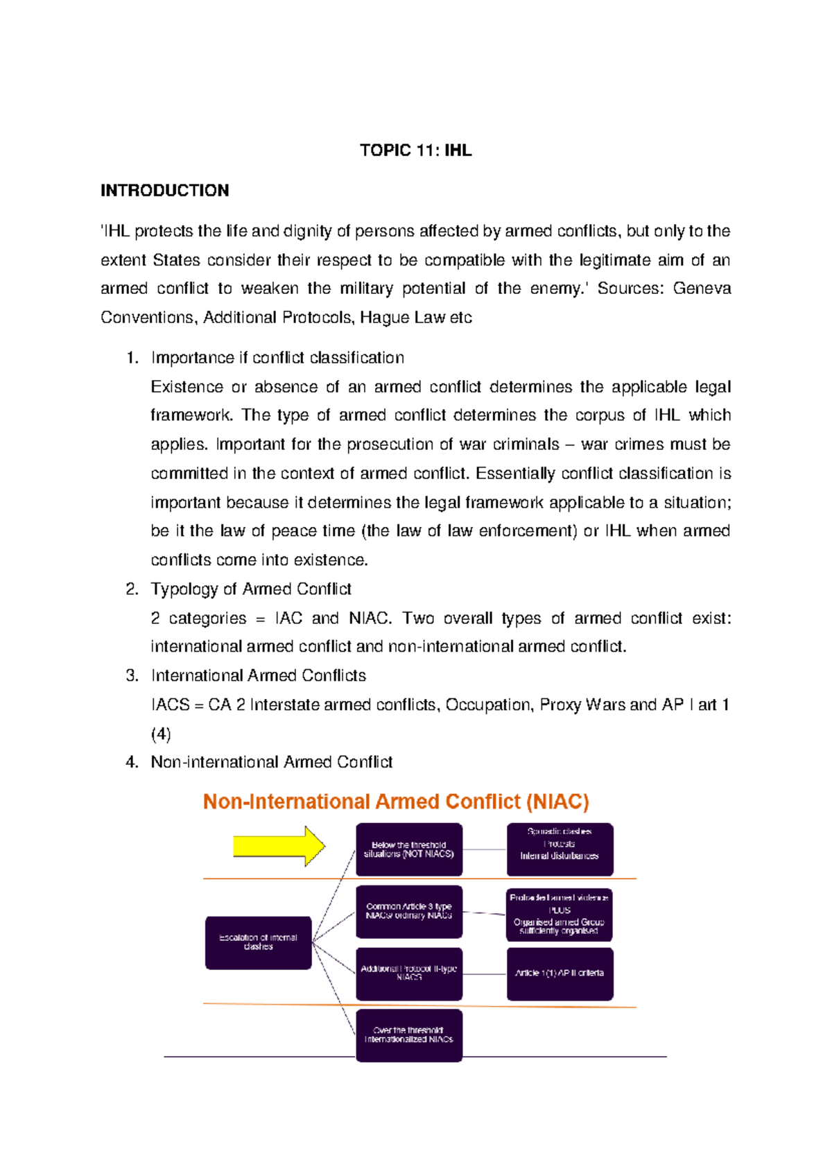 IHL Topic 11: Introduction to Armed Conflict Classification and ...