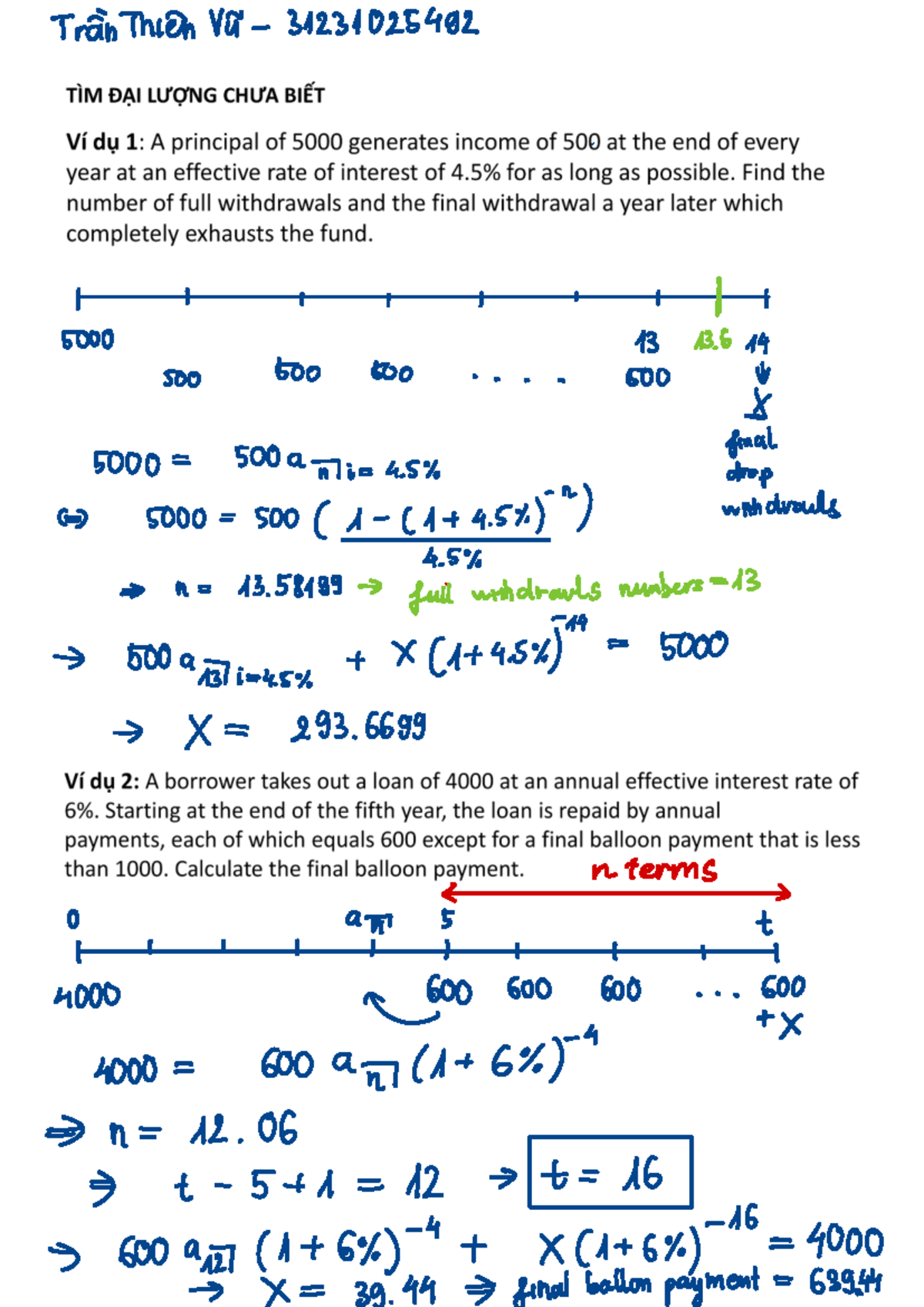 Fm V-31231025492: Chapter 2 - Financial Mathematics Exercises - Studocu
