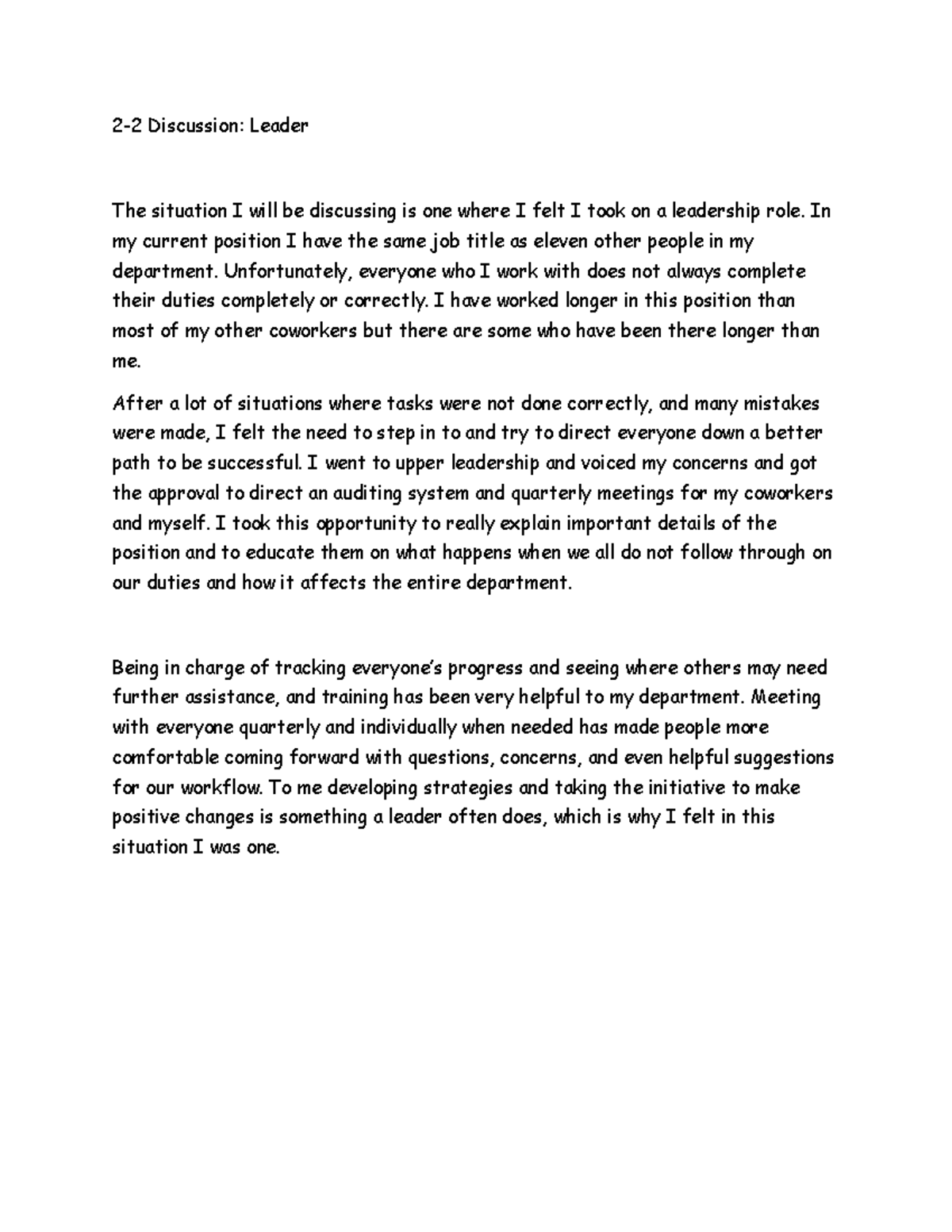 2-2 BUS DISC: Leadership Insights from Class Lecture Notes - Studocu