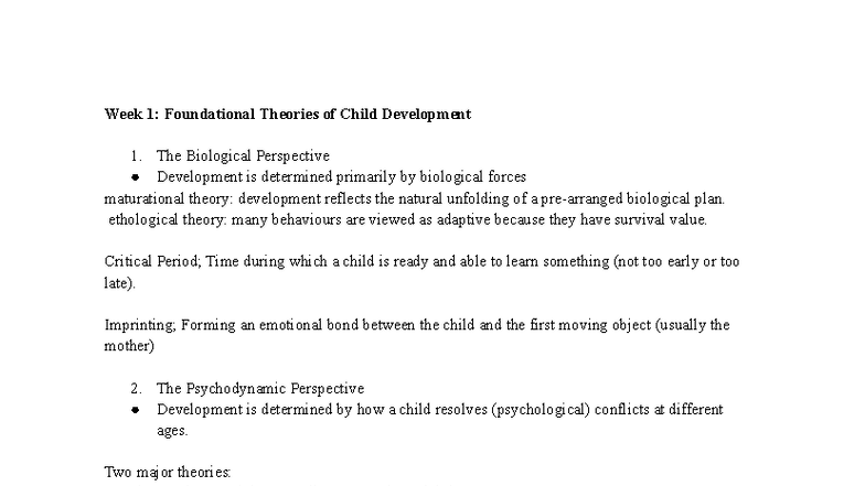 Developmental Theories & Genetics: Week 1-4 Notes (Course Code) - Studocu