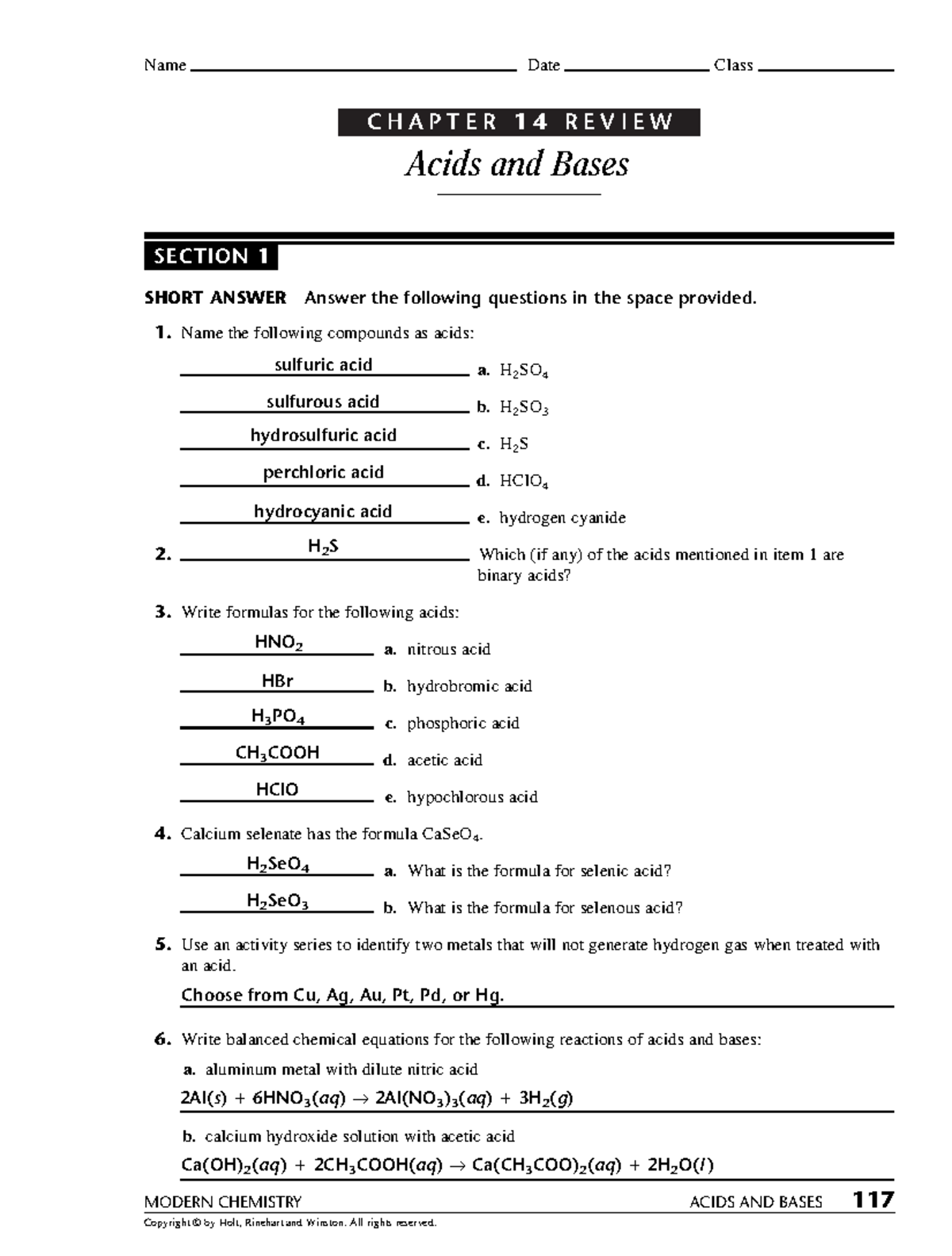 CH 14 - Final Exam Study Guide for Acids and Bases - Studocu
