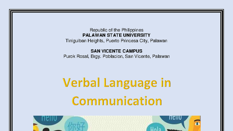 Module 4 Lesson 1: Verbal Language in Communication - Studocu