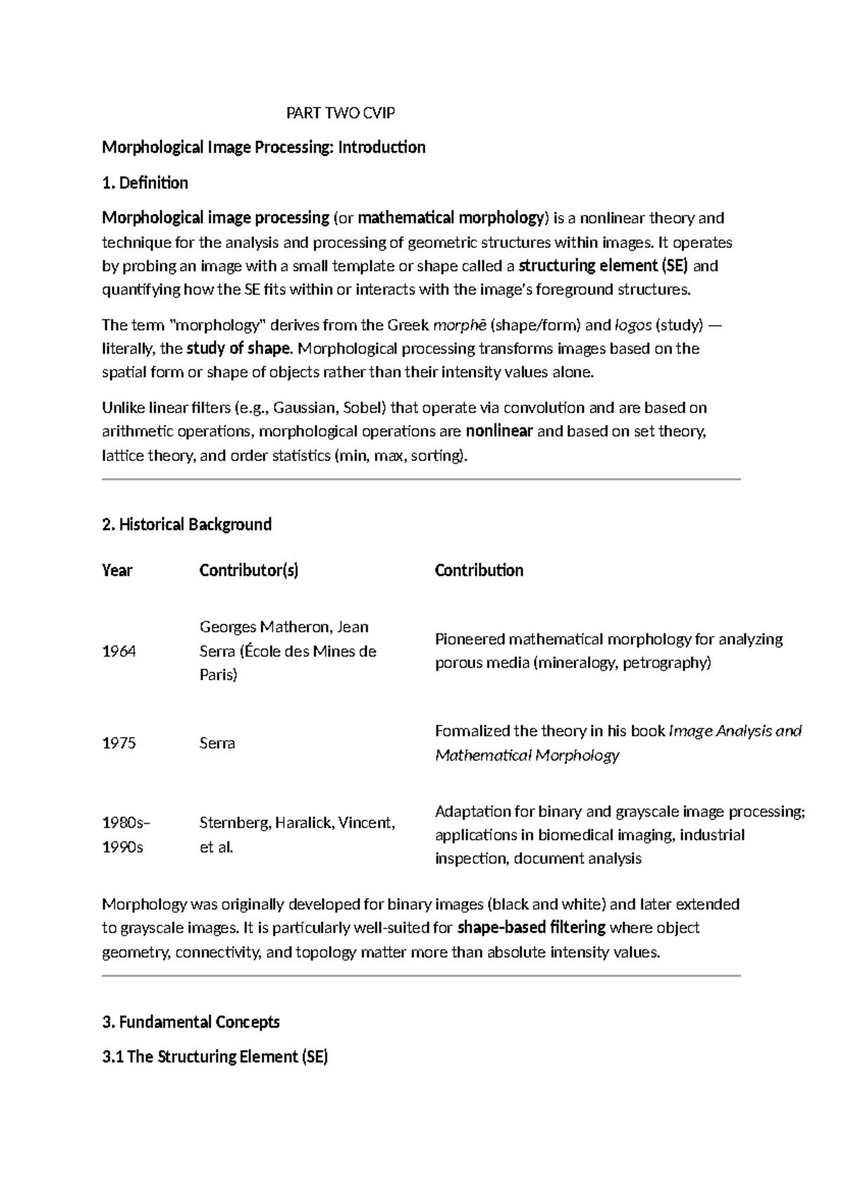 PART TWO CVIP - cs803A: Morphological Image Processing Overview - Studocu