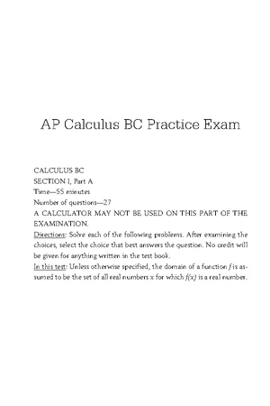 AP Calculus BC - Complete Practice Exam with Detailed Answers - Studocu