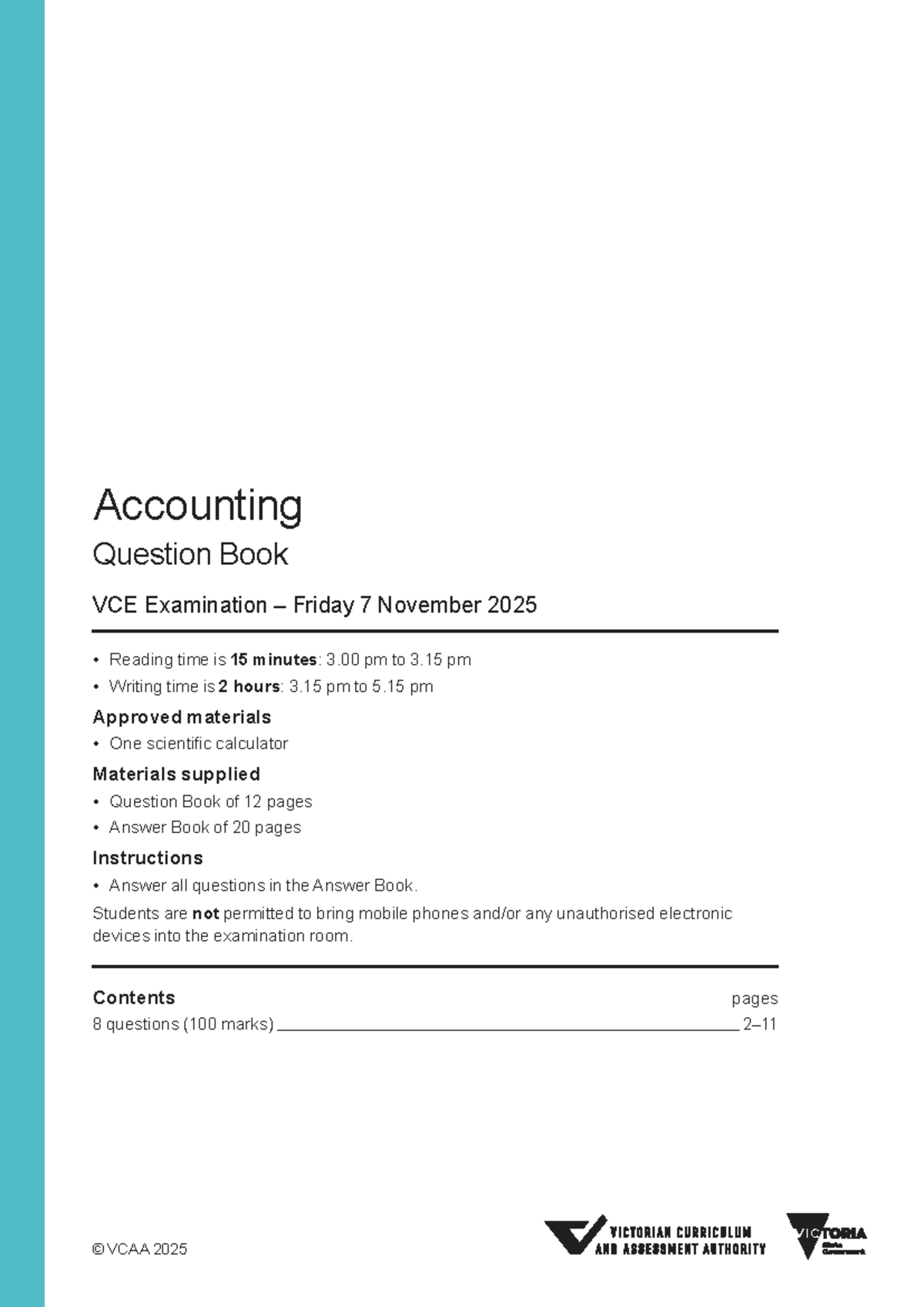 2025 VCE Accounting Exam Question Book: Key Concepts & Practice - Studocu