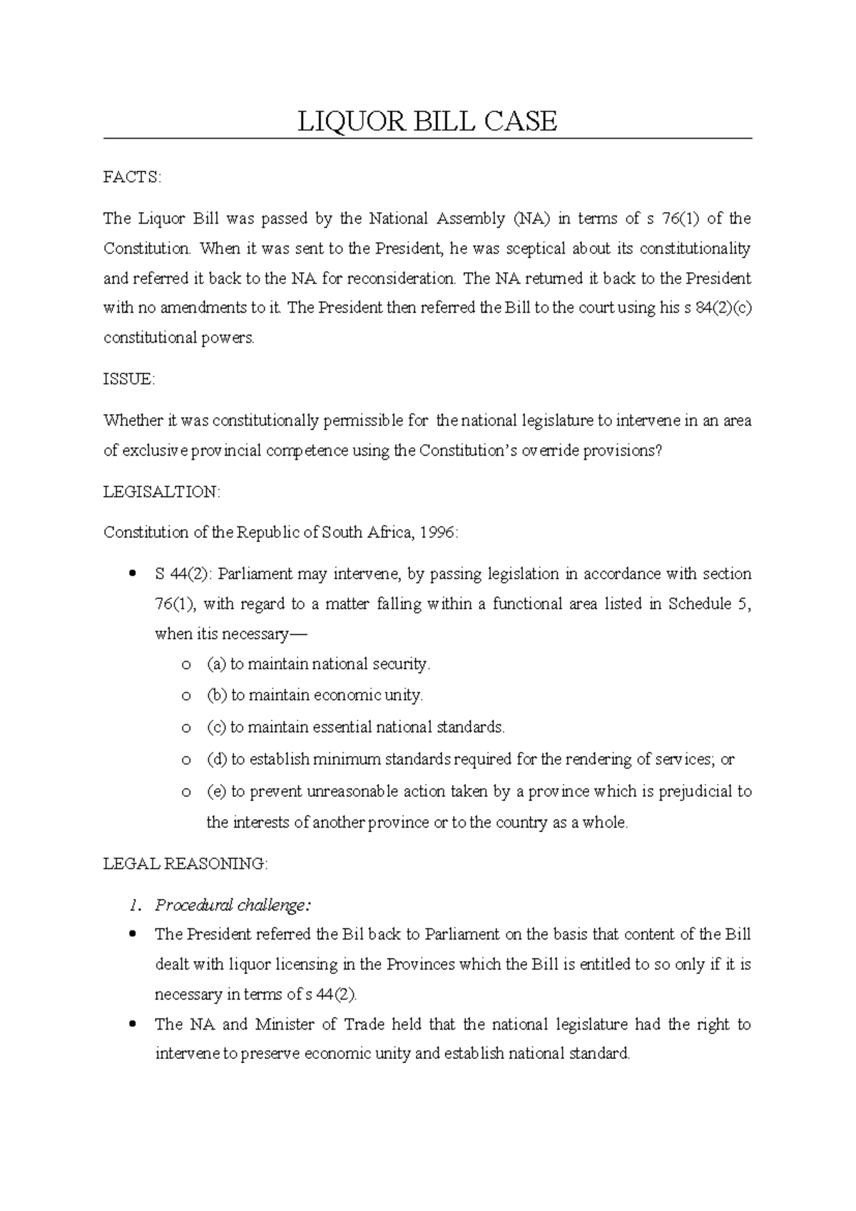 Liquor Bill Case Summary: Constitutional Implications and Outcomes ...