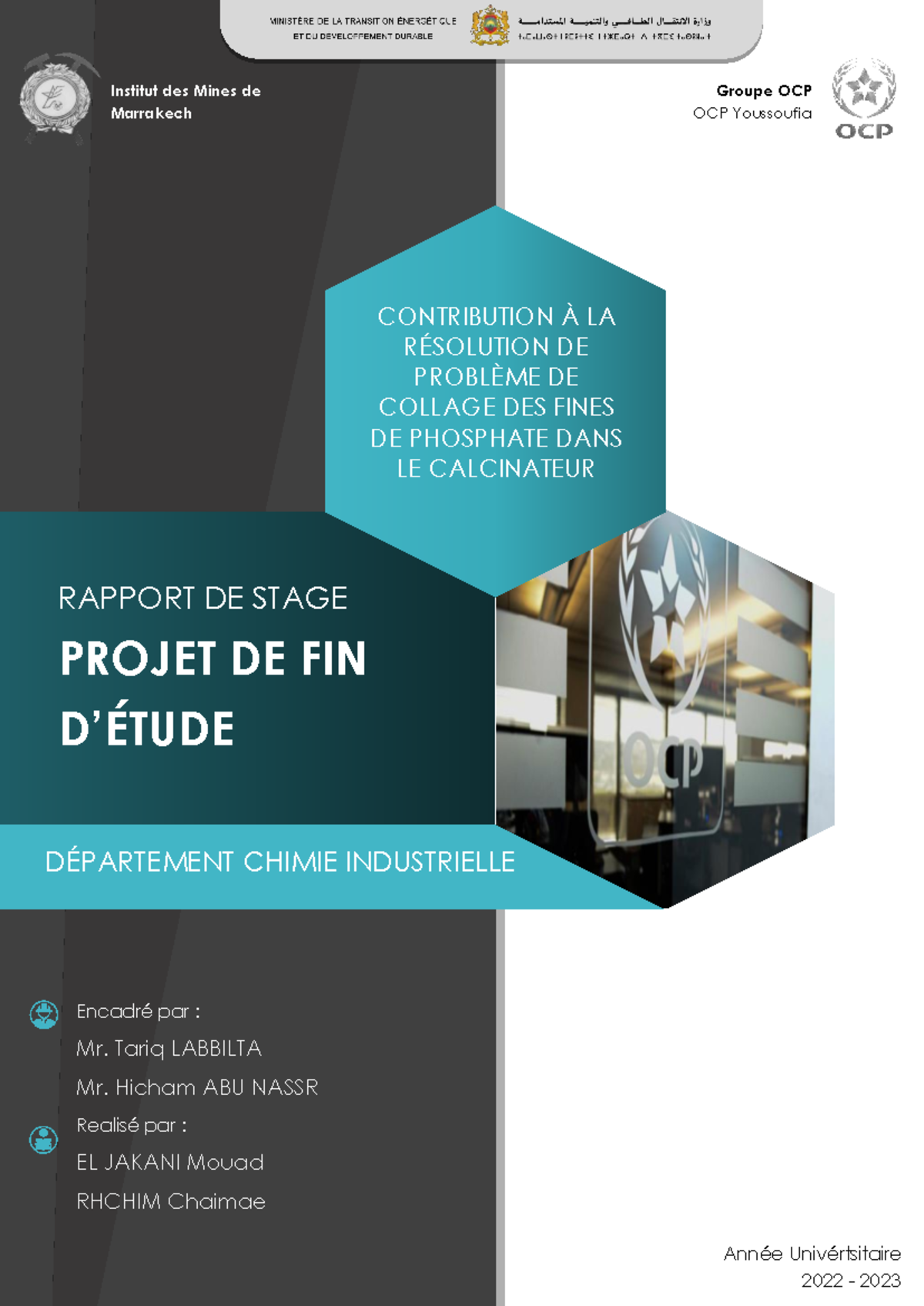 Rapport de Stage PFE - OCP Youssoufia : Problème de Collage des Fines ...
