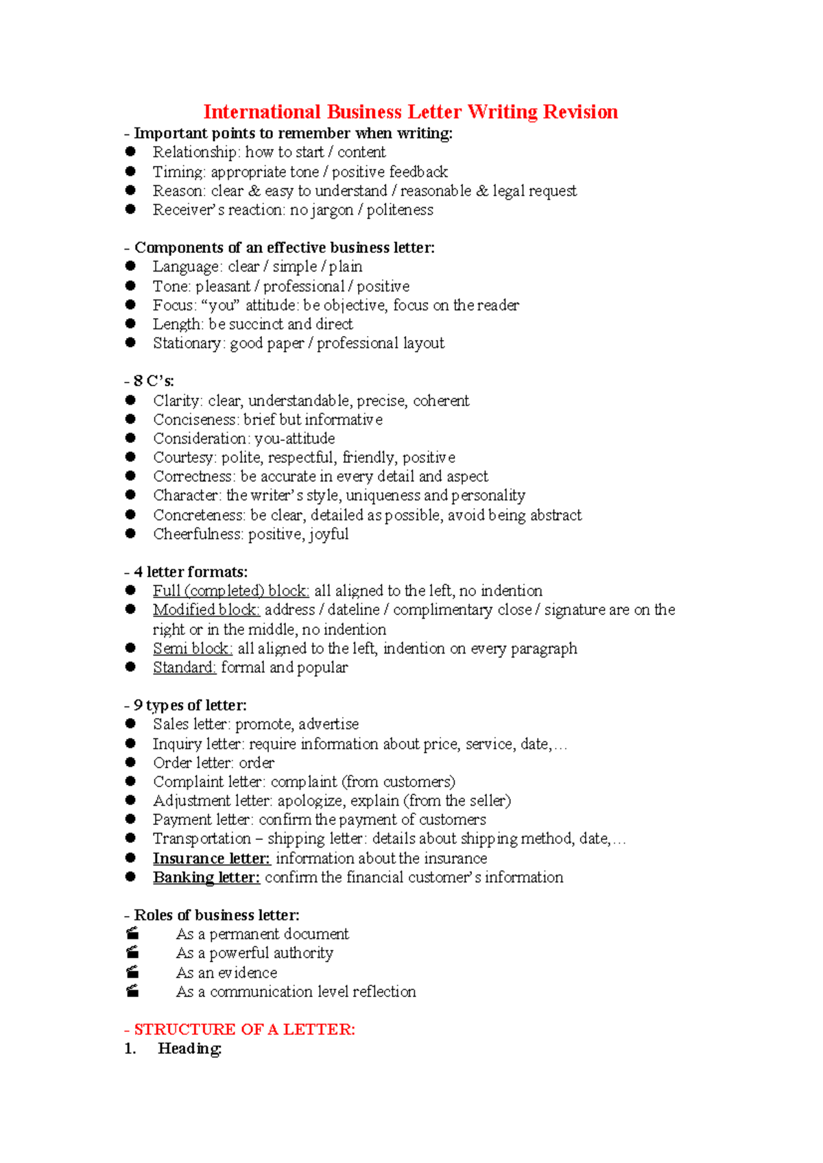 International Business Letter Writing Guide (Course Code: TTTM) - Studocu