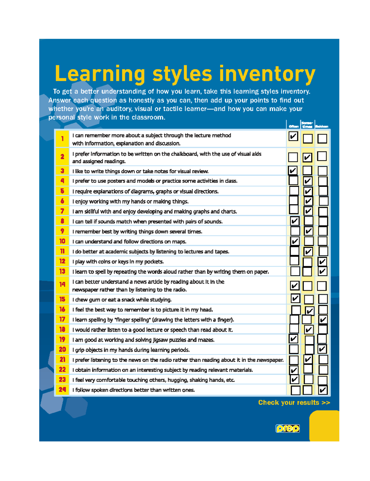 Learning Styles Assessment: Discover Your Personal Style - Studocu