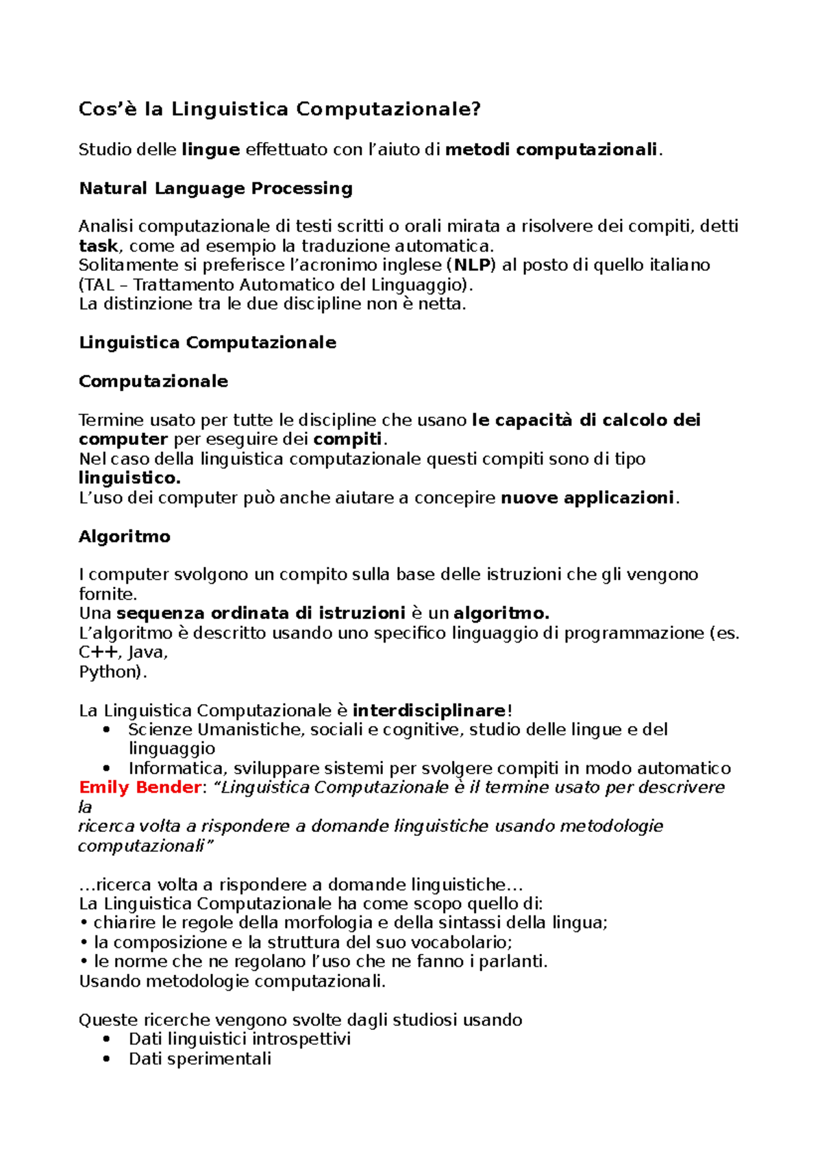 Introduzione all'IA e Linguistica Computazionale: Fondamenti e ...