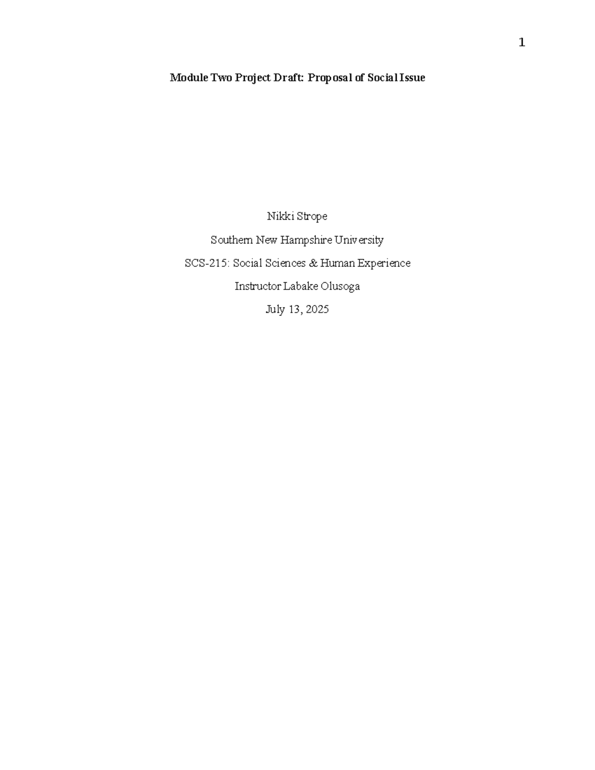 SCS215 Module Two Project Draft: Social Issue Proposal Analysis - Studocu