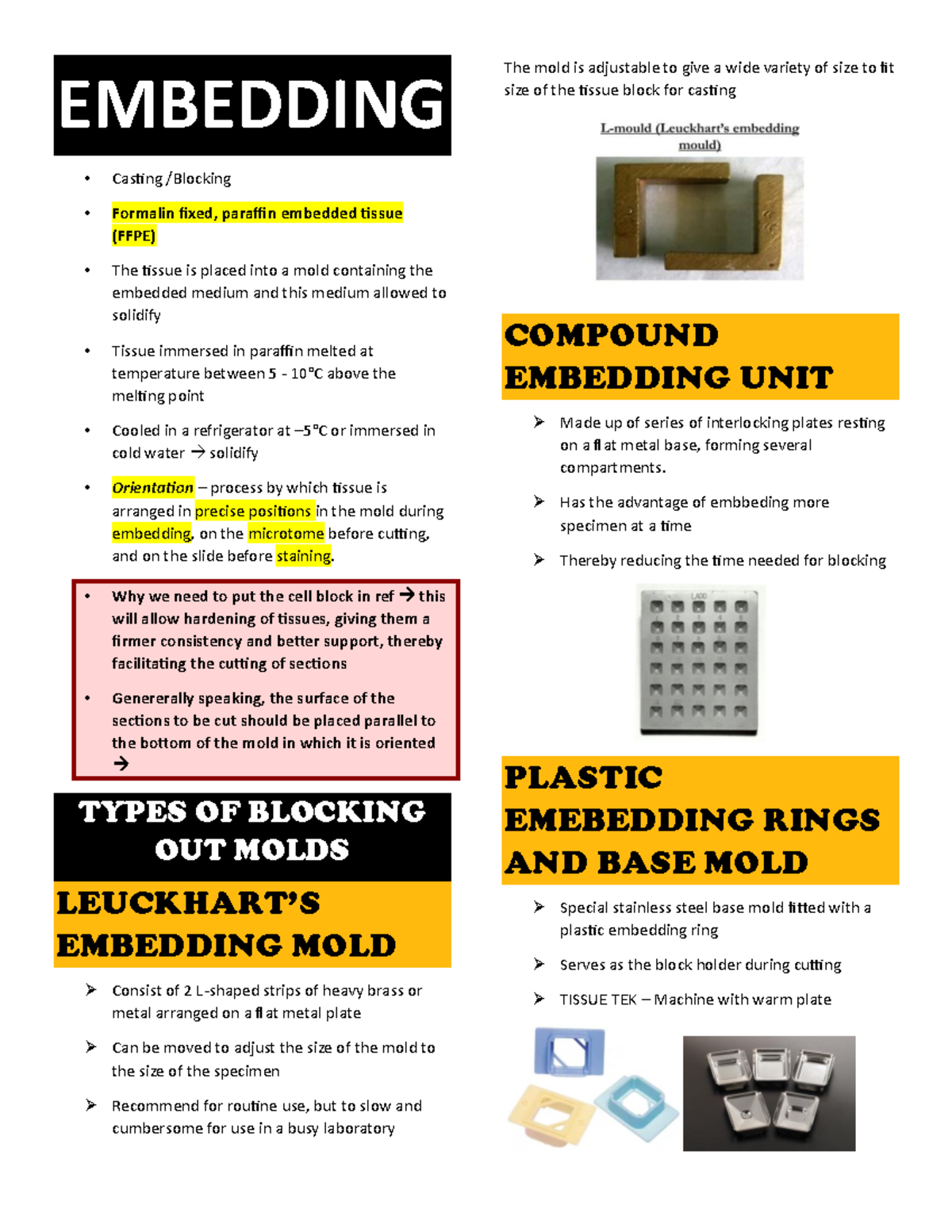 Histo Pathology Notes: Embedding Techniques and Procedures (HP 101 ...