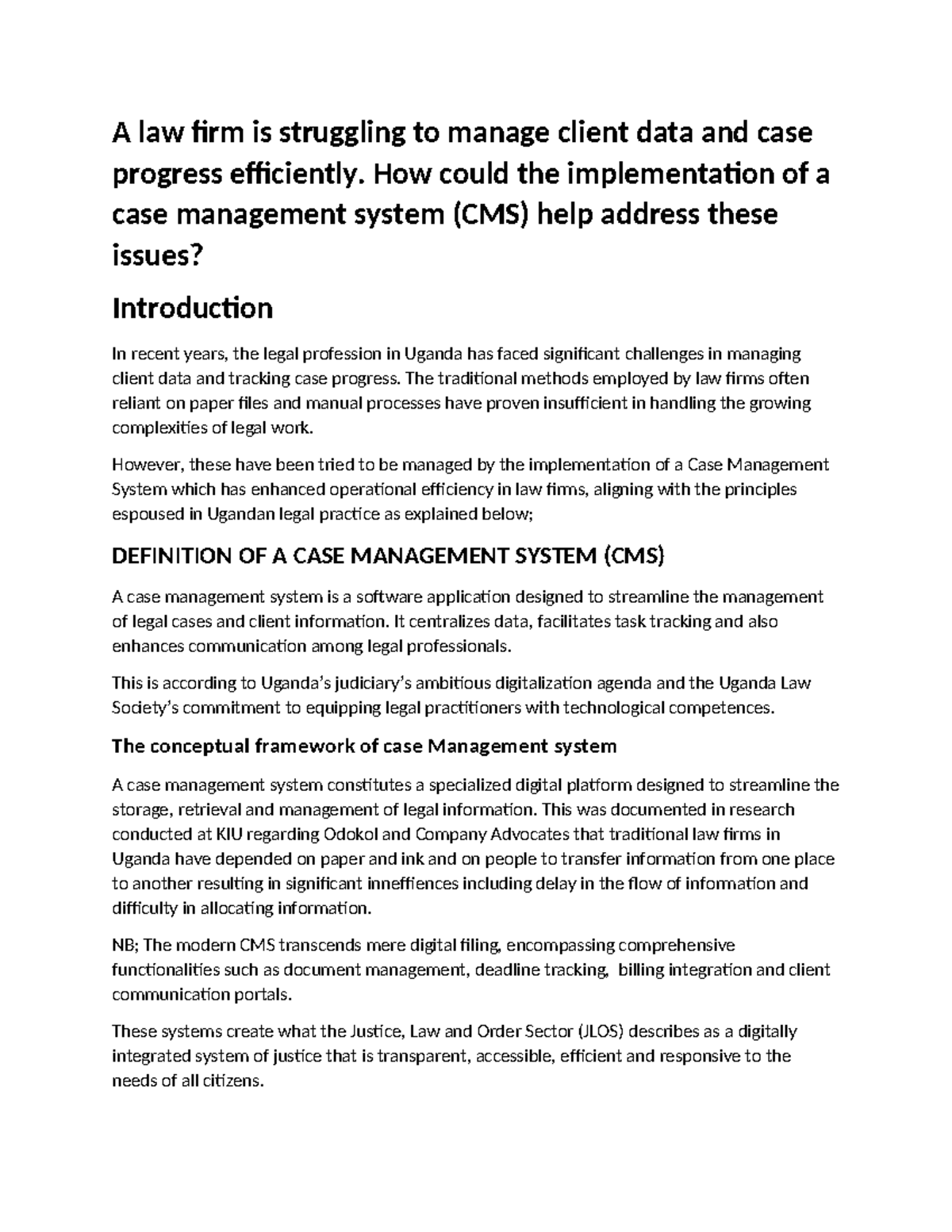 Implementing Case Management Systems in Ugandan Law Firms: A Solution ...