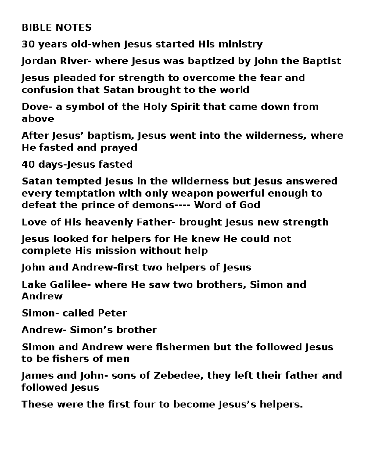 BIBLE NOTES: Jesus' Ministry Begins and His First Disciples - Studocu