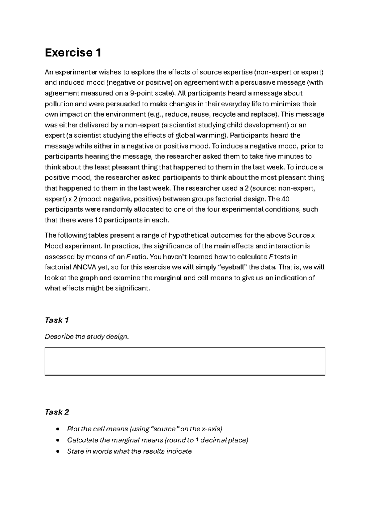 Tutorial 1 Activity 1: Exploring Source Expertise & Mood Effects on ...