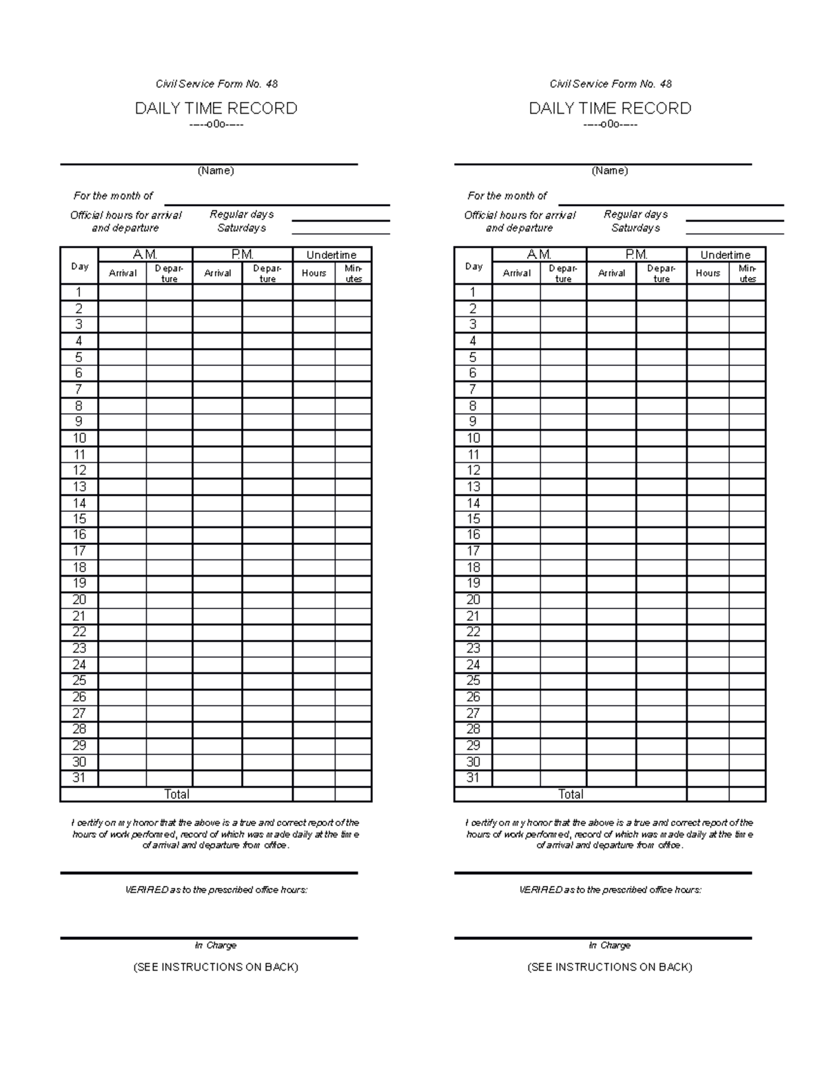 DTR-Template-1: Guide for Creating Your Daily Time Record Form - Studocu