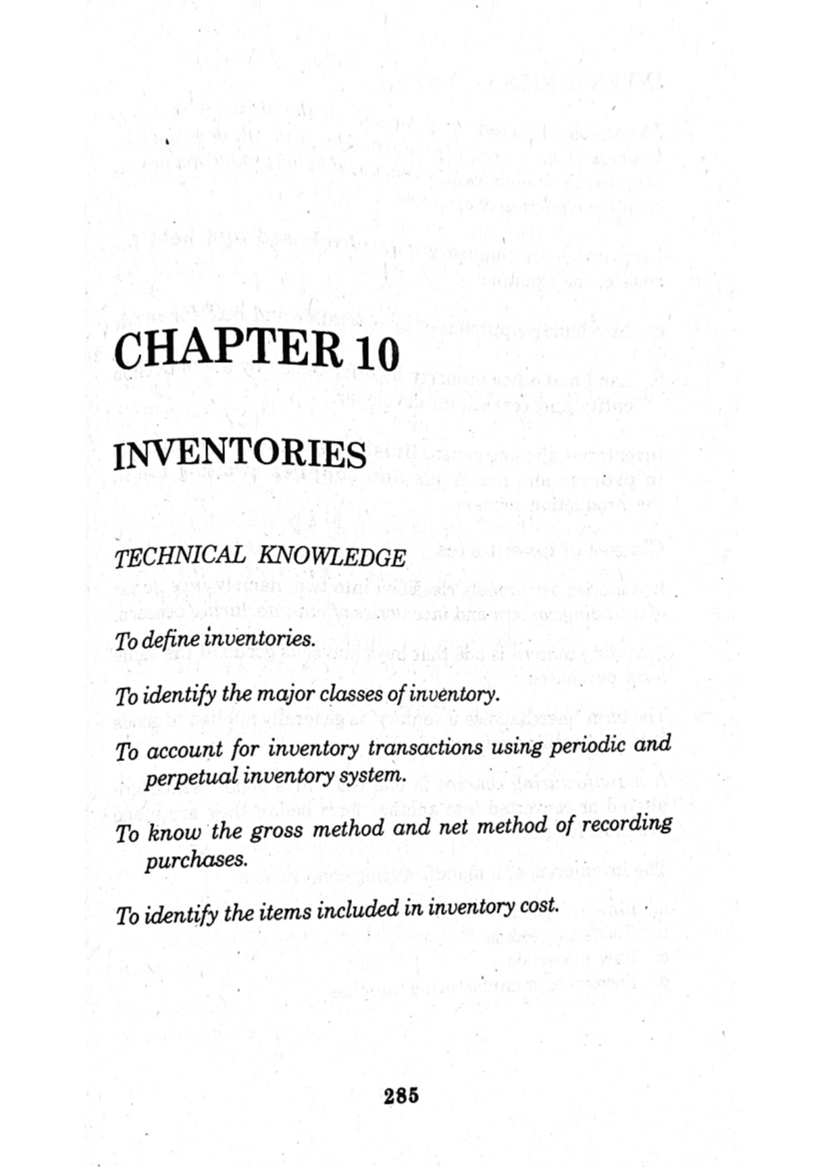 Inventories - Notes - CHAPTER 10 INVENTORIES TECHNICAL KNOWLEDGE To ...