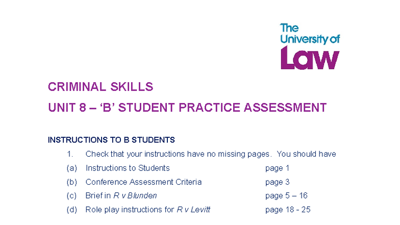 Group b instruction mock - CRIMINAL SKILLS UNIT 8 – ‘B’ STUDENT ...