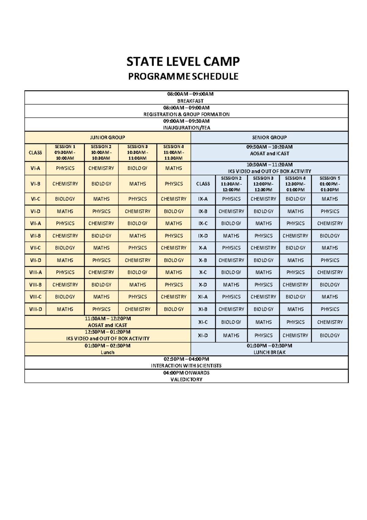 STATE LEVEL CAMP PROGRAMME SCHEDULE SLC-2023 - Studocu