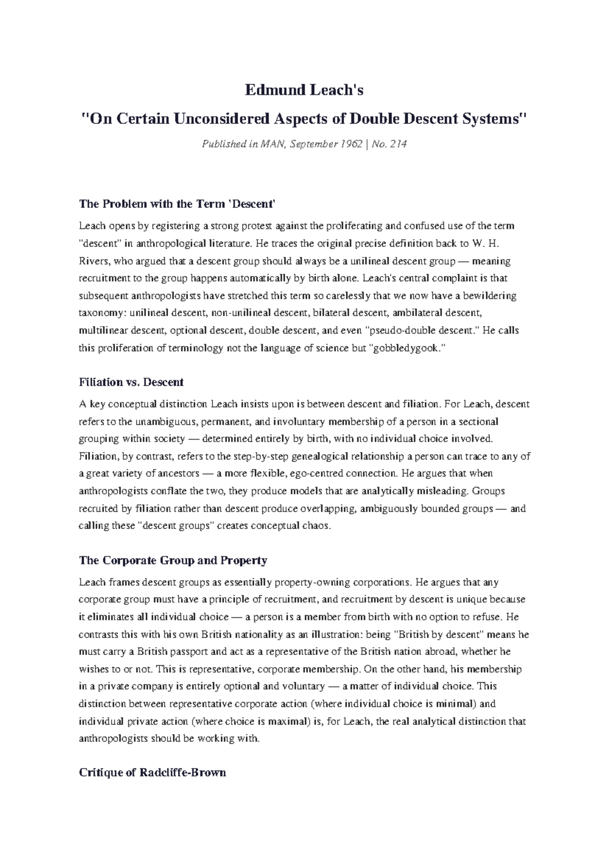 Leach S: Unpacking Double Descent and Its Implications in Anthropology ...