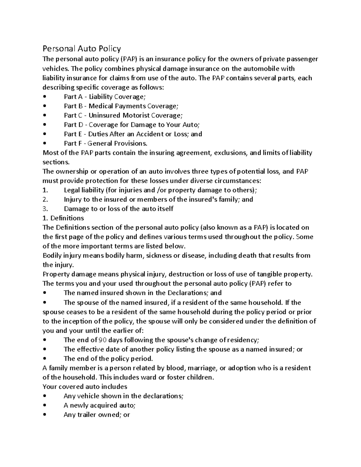 Personal Auto Policy Overview: Coverage Insights and Details (PAP ...