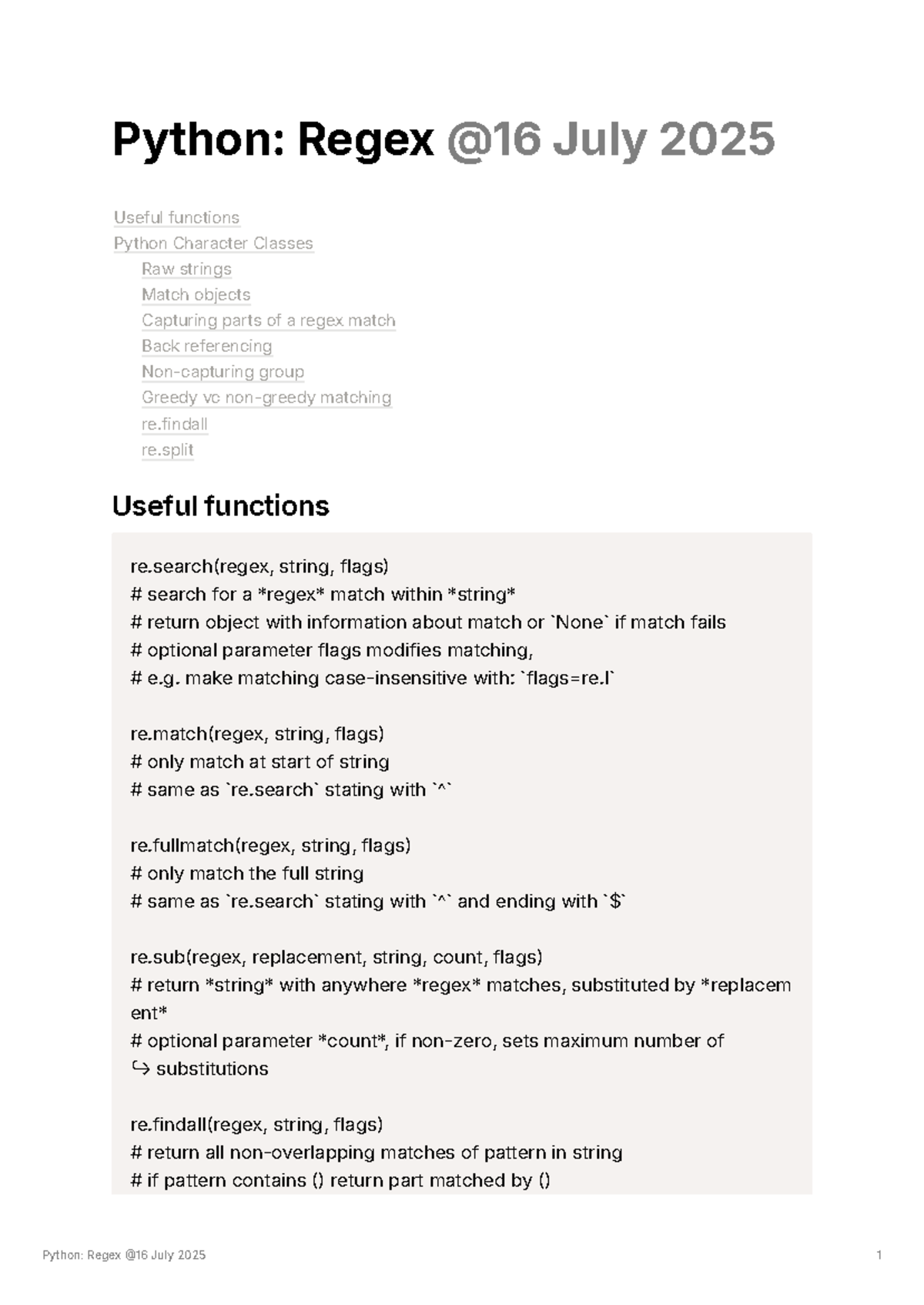 Python Regex Guide: Functions, Classes & Backreferencing (July 2025) - Studocu