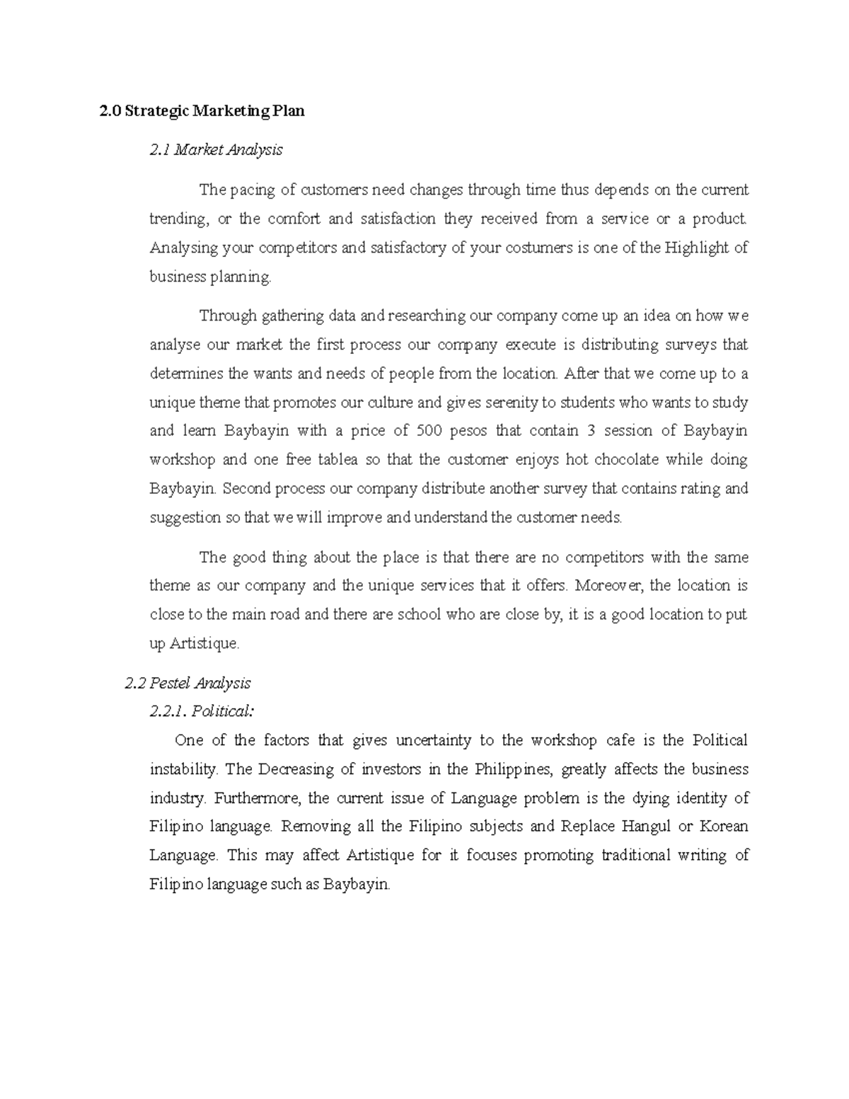 Business Plan Chapter 2 4 Sample References - 2 Strategic Marketing ...