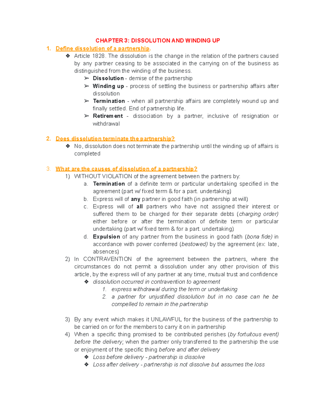 CHAPTER 3: DISSOLUTION AND WINDING UP OF PARTNERSHIPS - Studocu