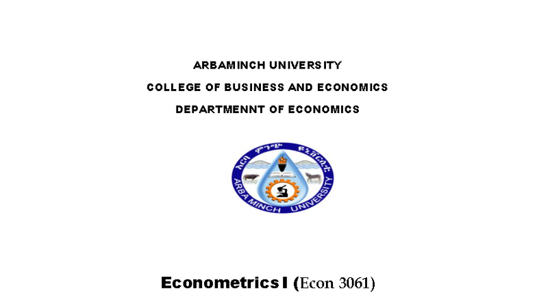 Econometrics I (Econ 3061) - Comprehensive Course Overview - Studocu
