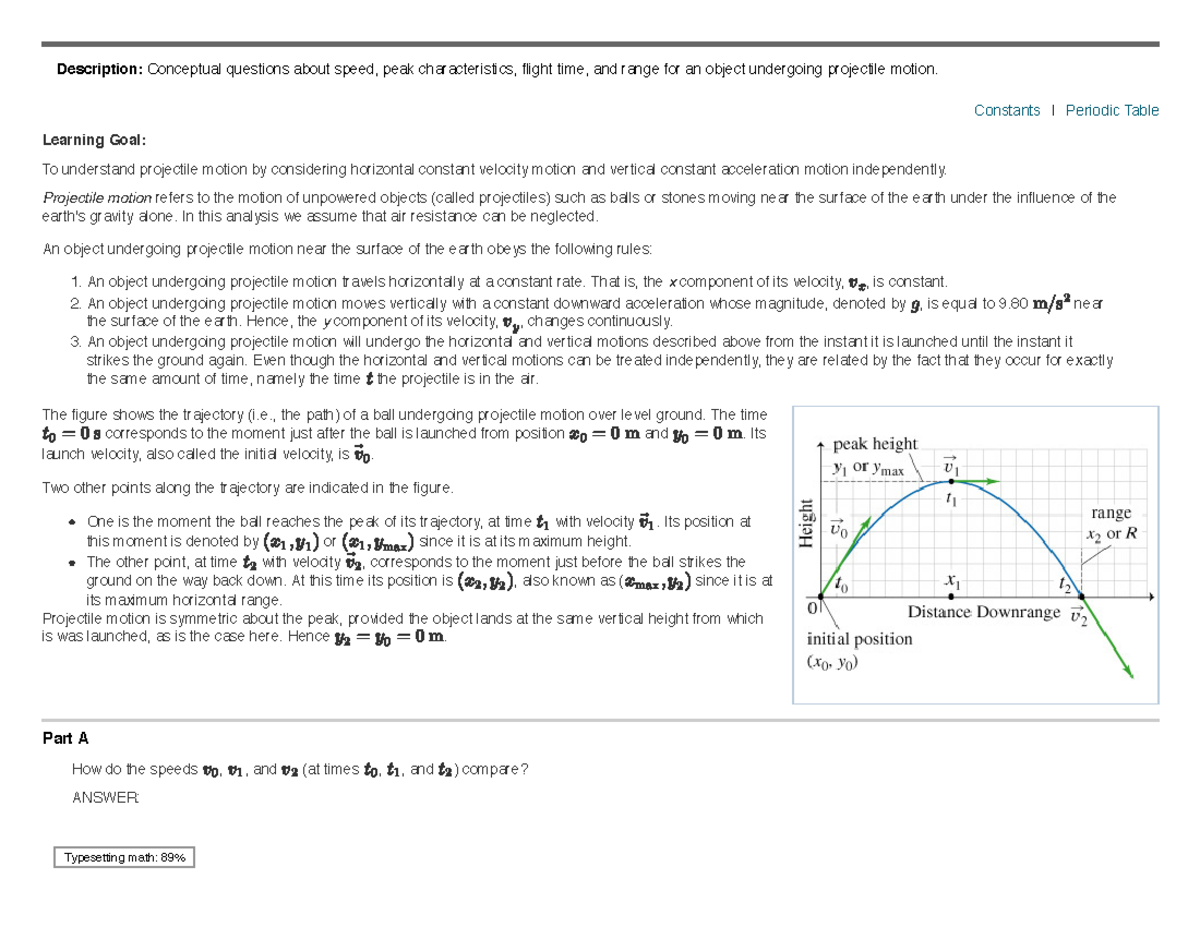 Mastering Physics: Conceptual Questions on Projectile Motion - Studocu