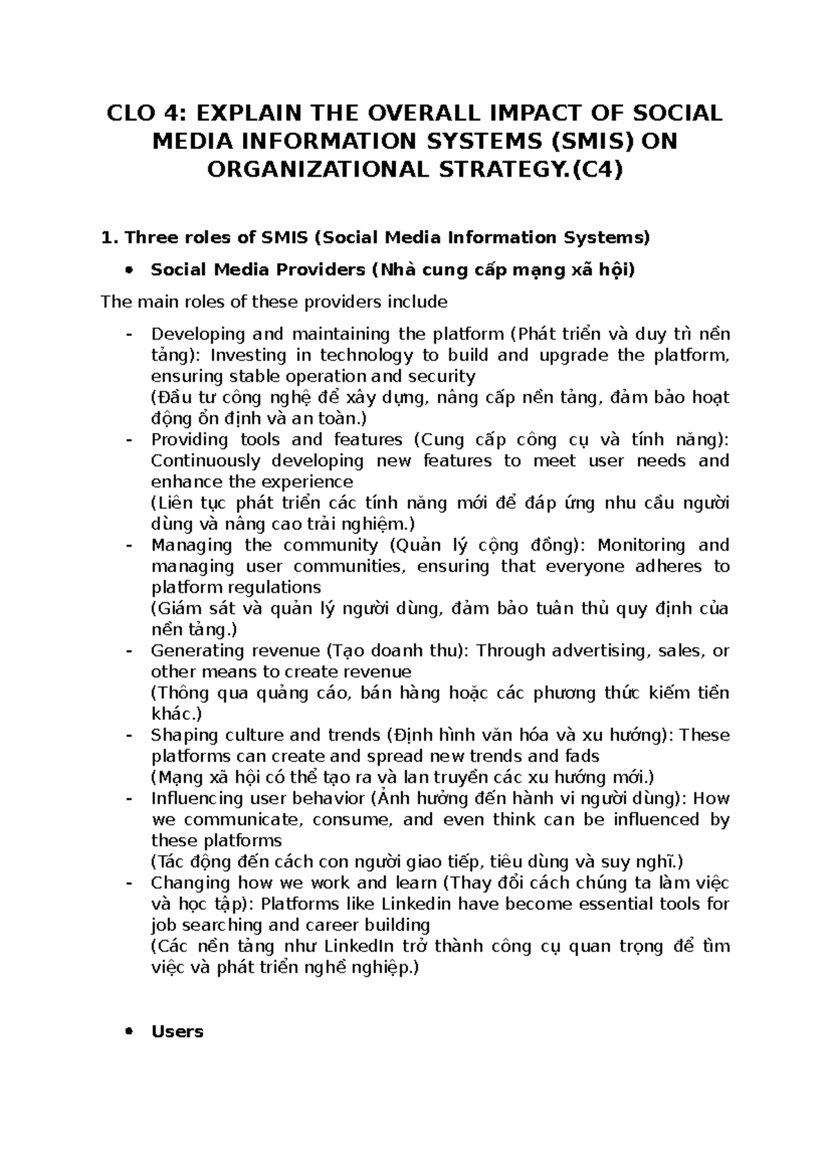 CLO 4: The Impact of Social Media Information Systems on Org. Strategy ...