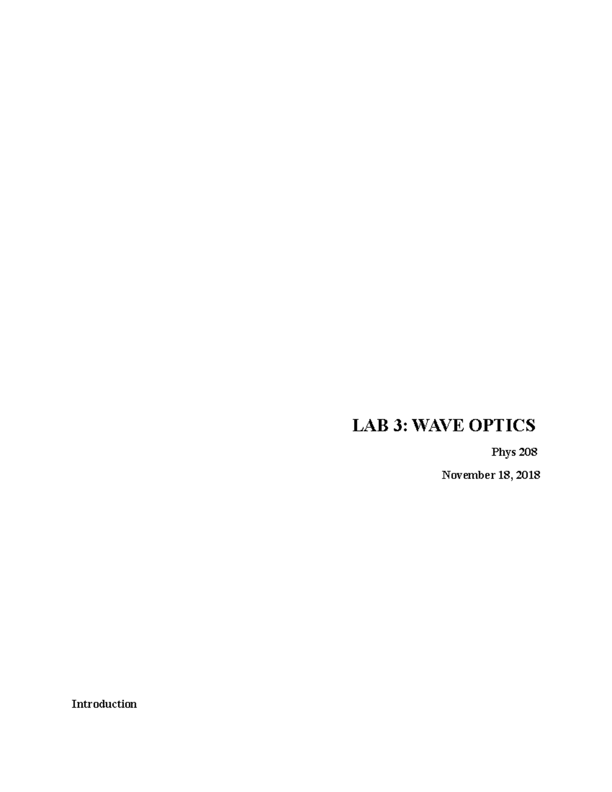 Phys 208 Lab 3: Exploring Wave Optics and Light Interference Techniques ...