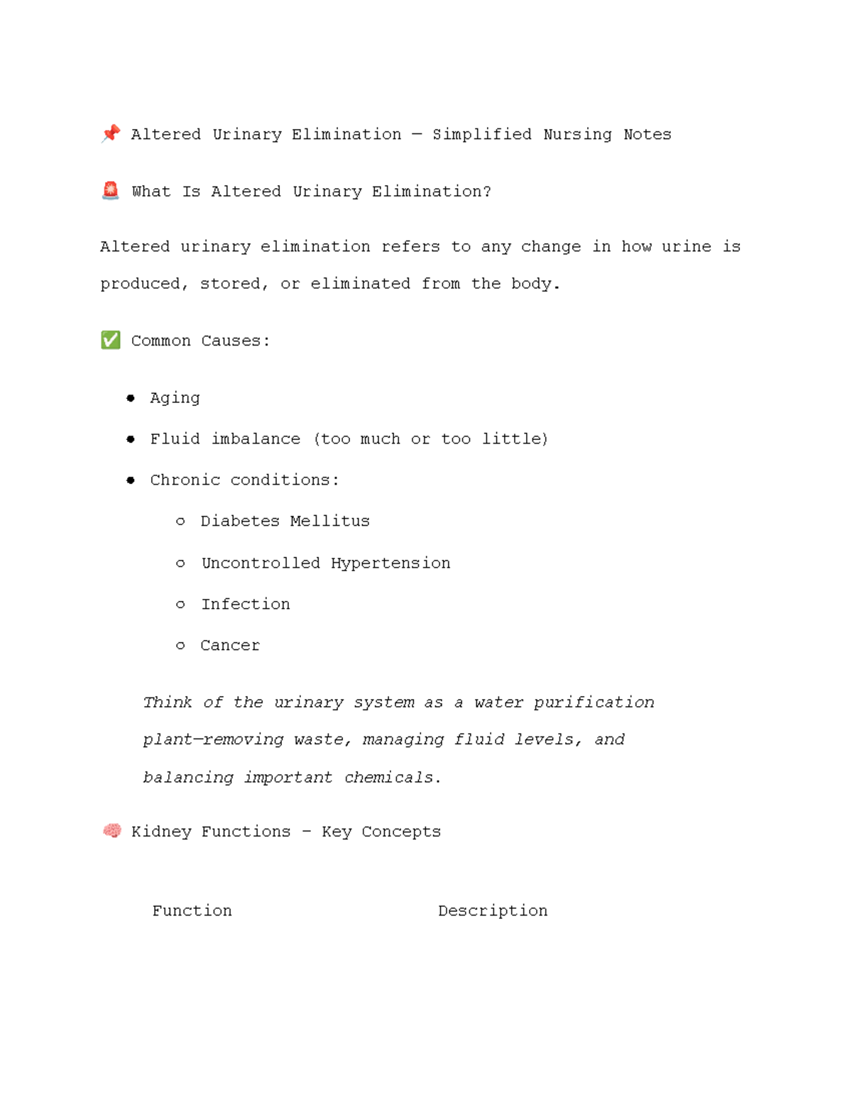 Altered Urinary Elimination: Nursing Notes & Management Strategies ...