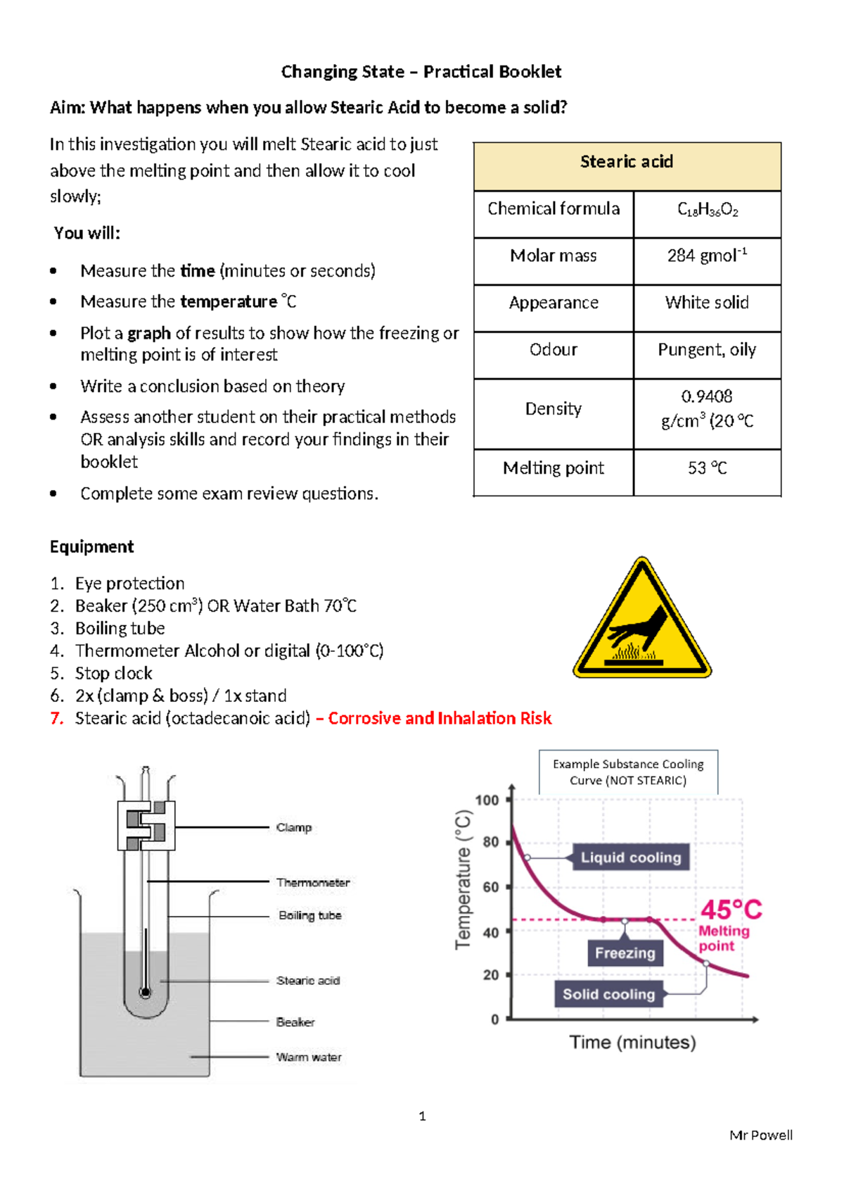 Change of State Practical: Investigating Stearic Acid (SCI201) - Studocu