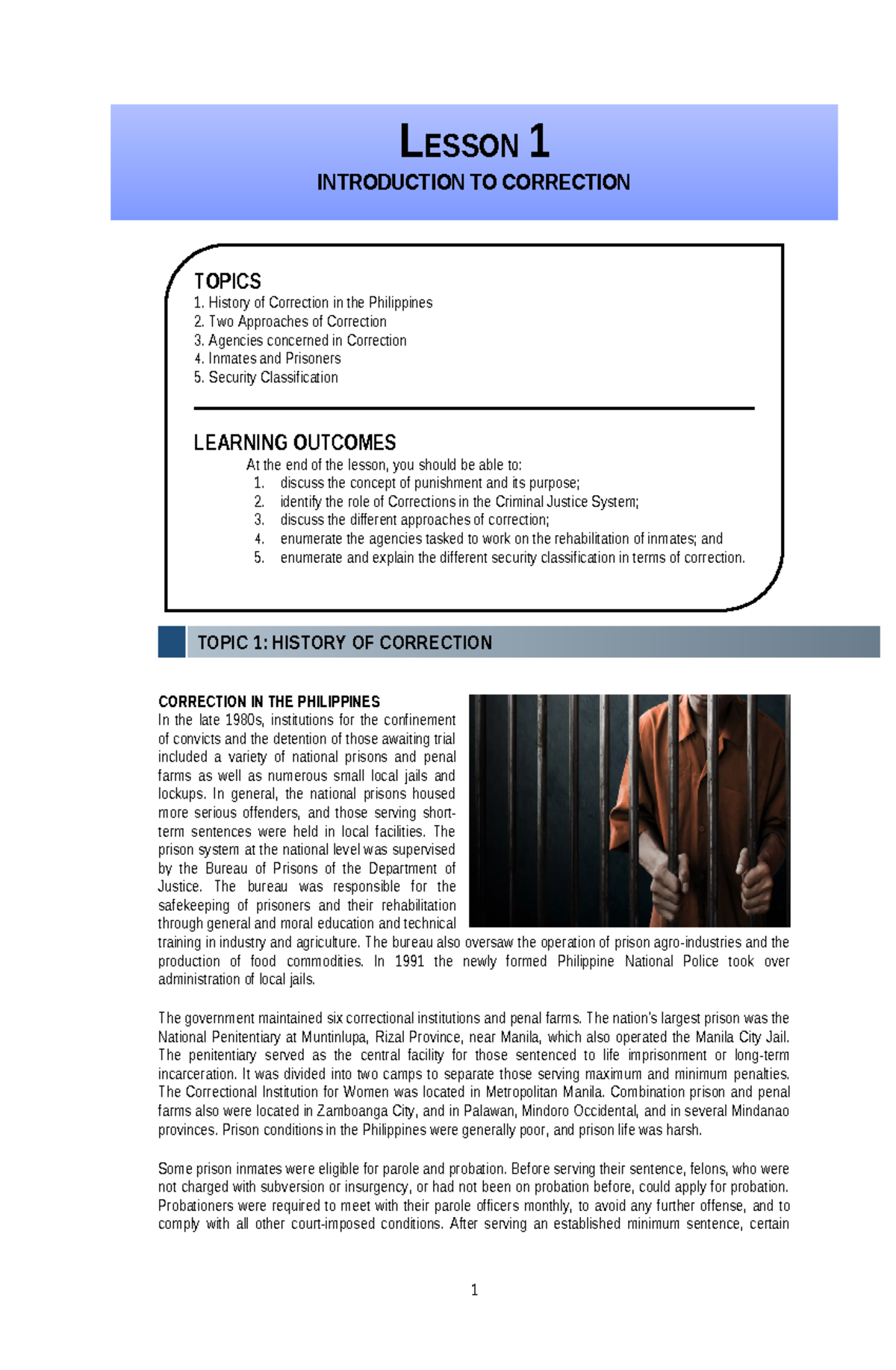 IM- Institutional Corrections: History, Approaches, and Security ...