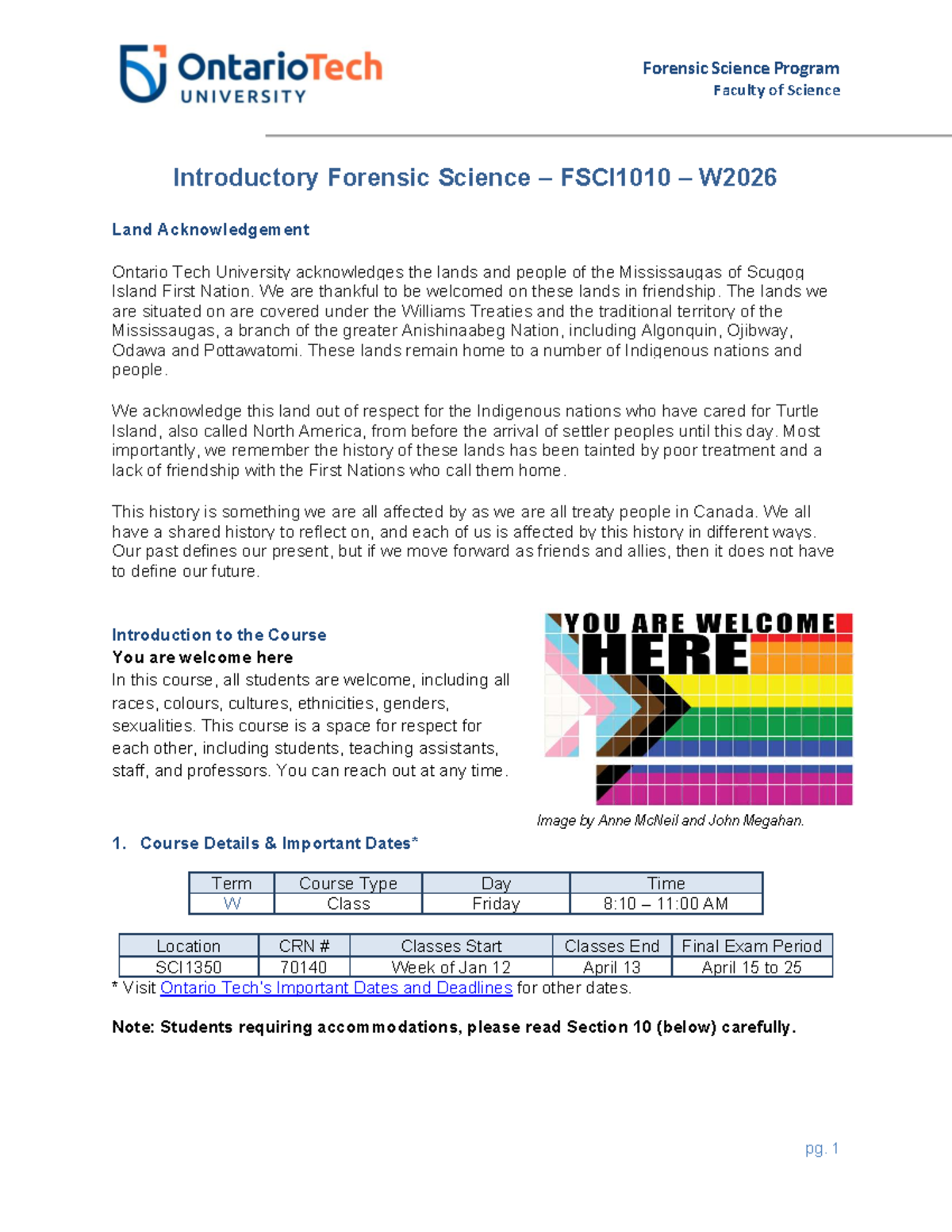 FSCI1010 W2026 Introductory Forensic Science Syllabus and Land ...